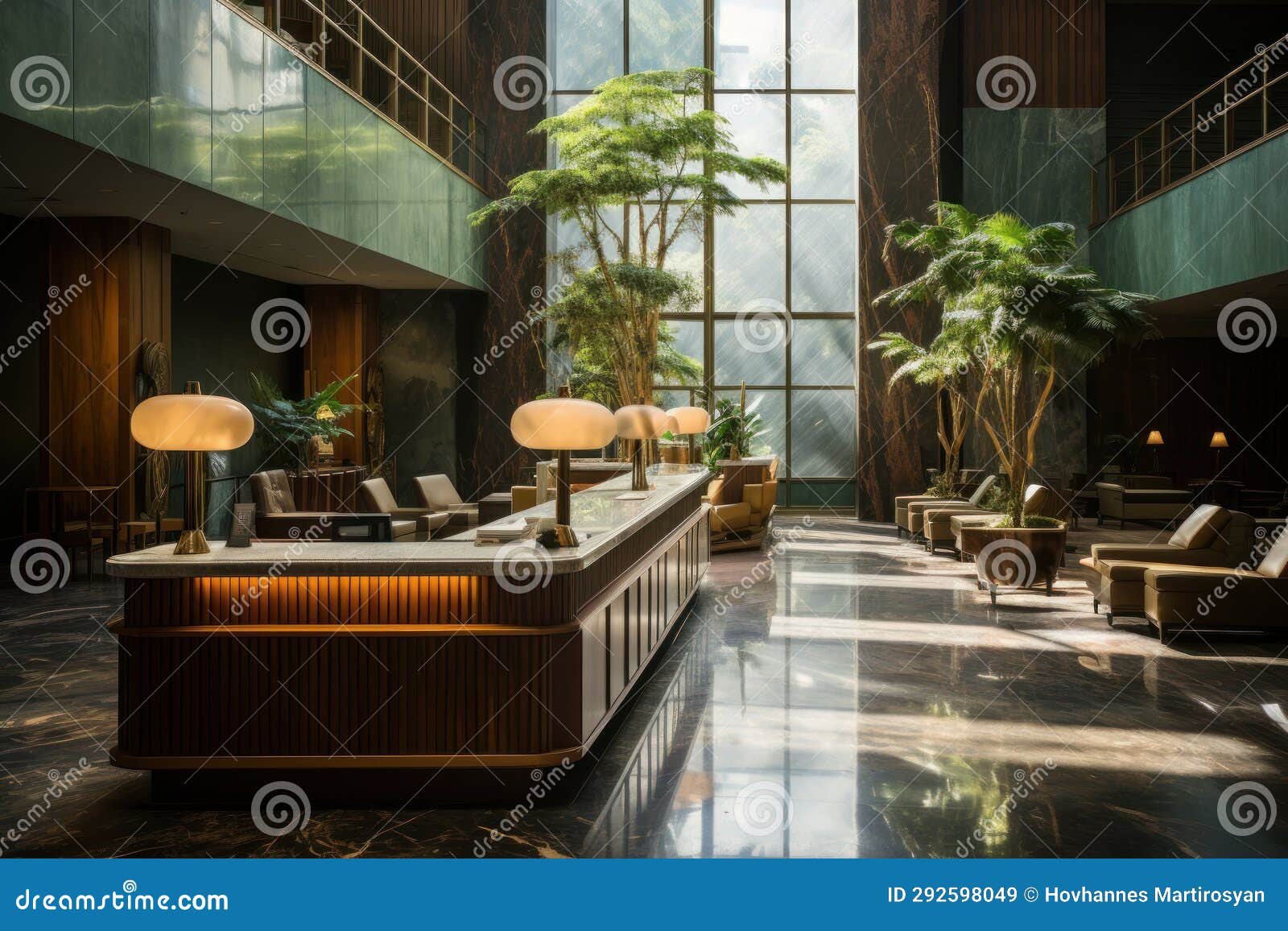 Modern Hotel Reception, Hotel Lobby Interior Stock Illustration ...