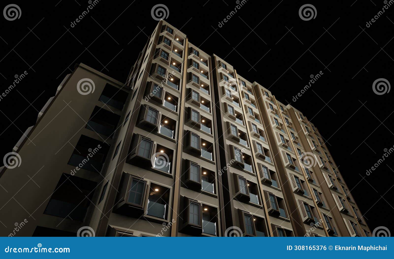 Modern Hotel Render at Night Scene Wallpaper Stock Illustration ...