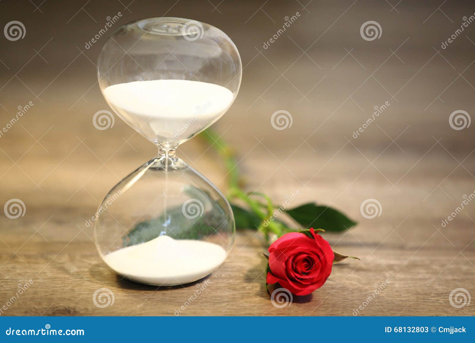 Modern Hourglass and Red Rose with Copy Space. Stock Image - Image of ...