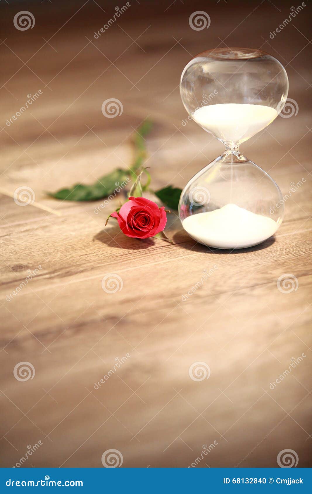 Modern Hourglass and Red Rose with Copy Space. Stock Photo - Image of ...