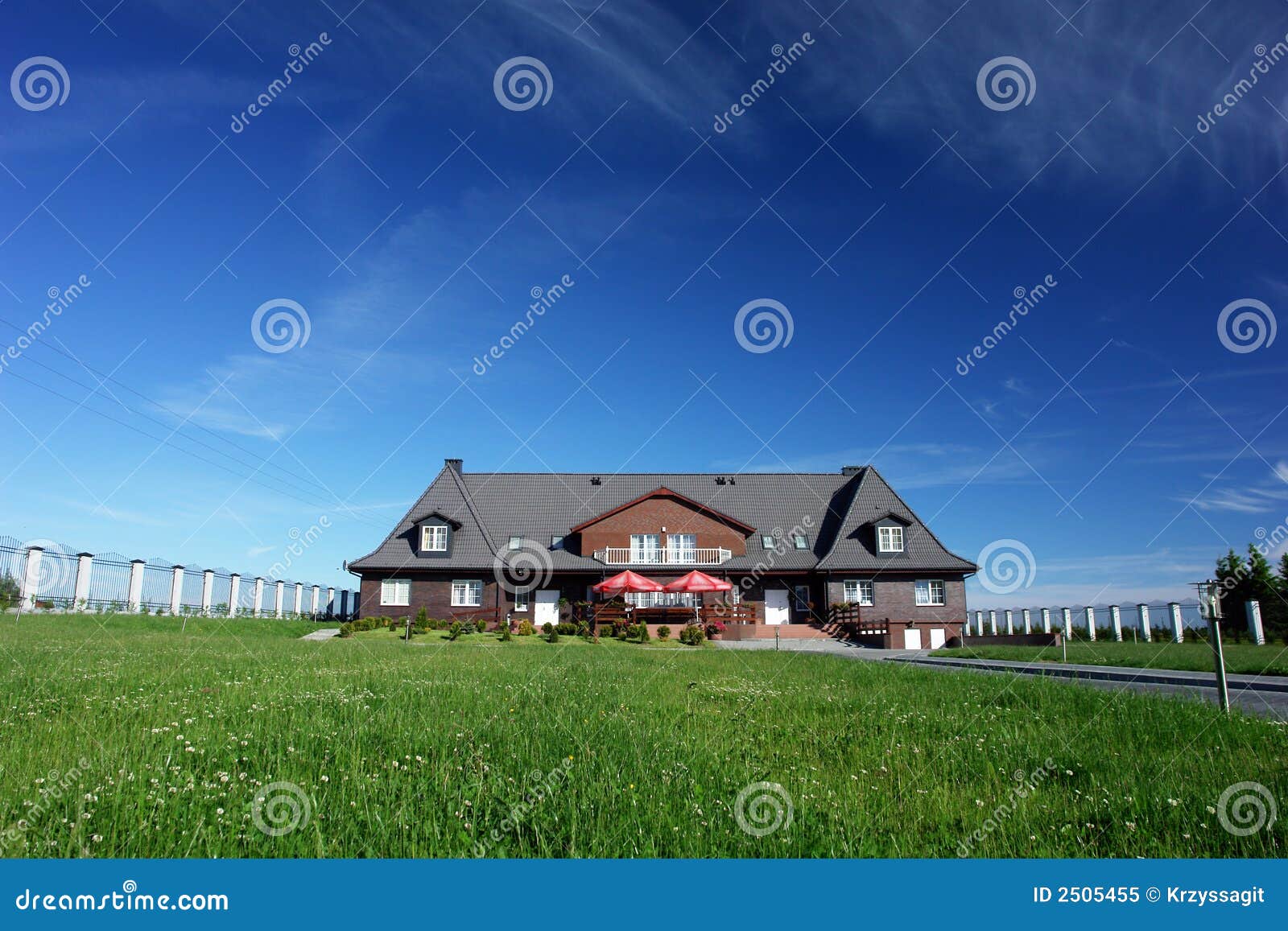 Modern house stock image. Image of grassy, house, blue - 2505455