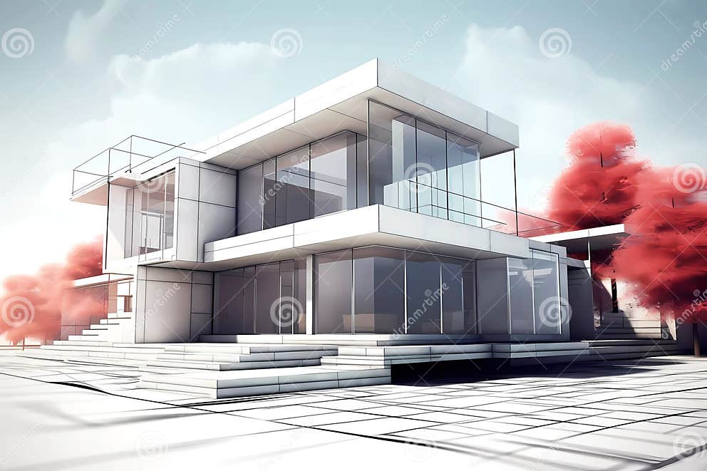 Modern House Abstract Rendering. Generative Ai Design Stock ...