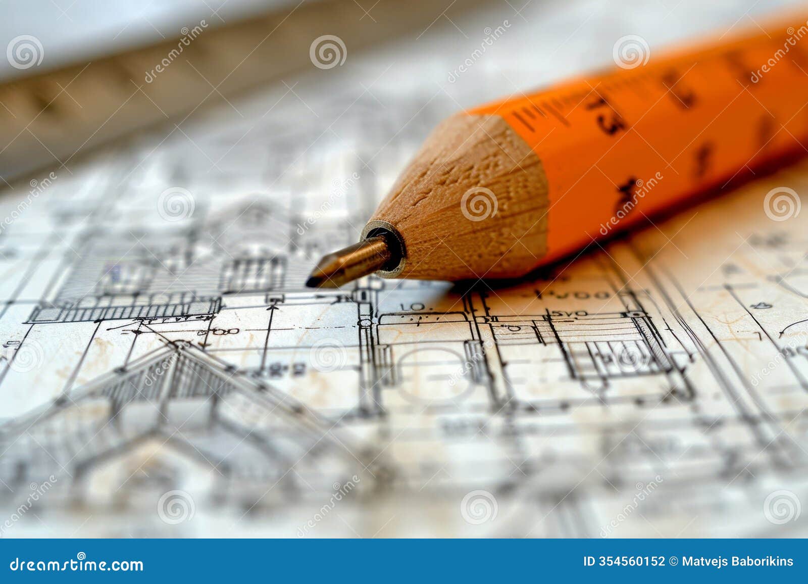Modern House Architectural Drawings with Metric Folding Ruler for ...