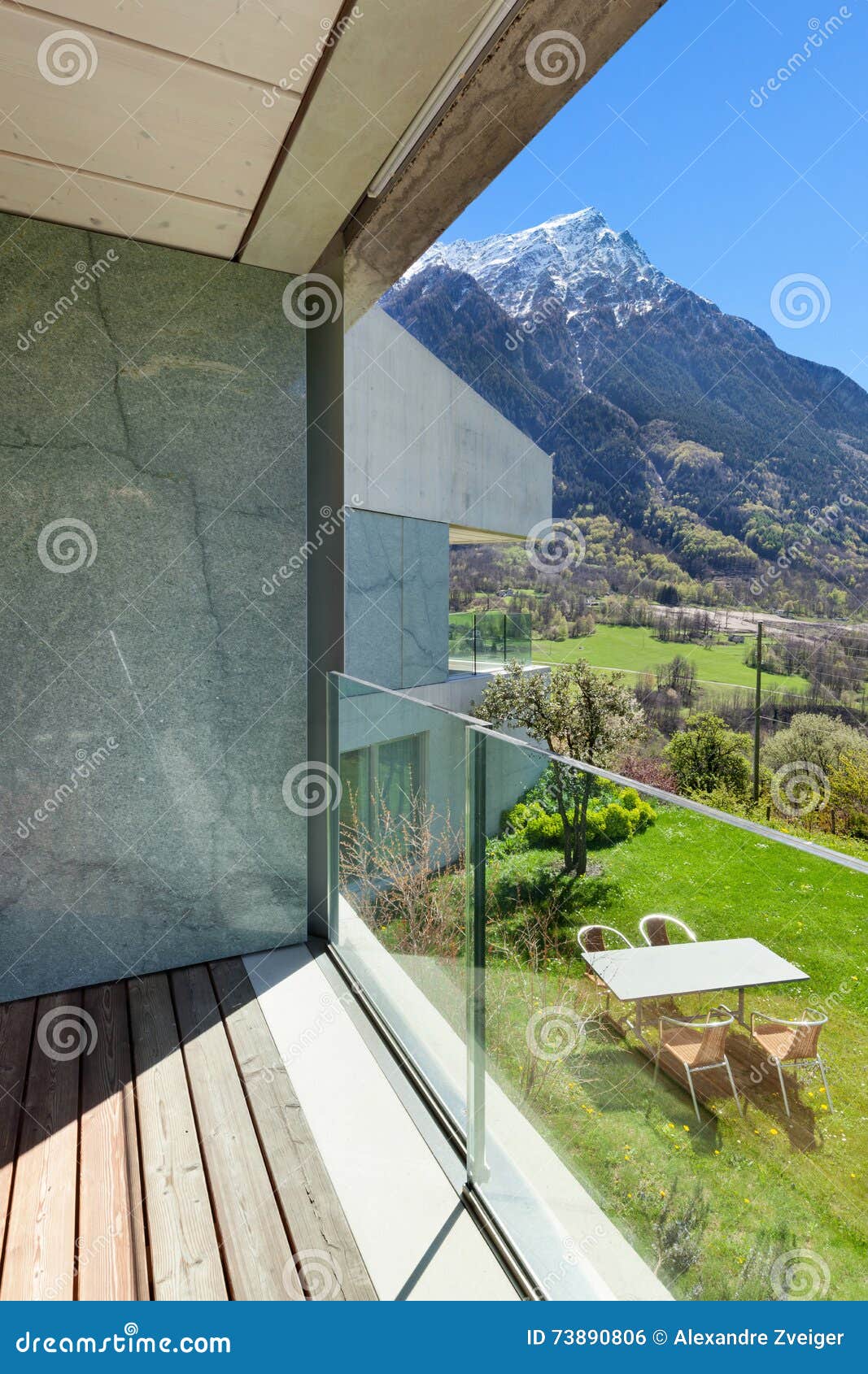 Modern house, balcony stock photo. Image of vacation - 73890806