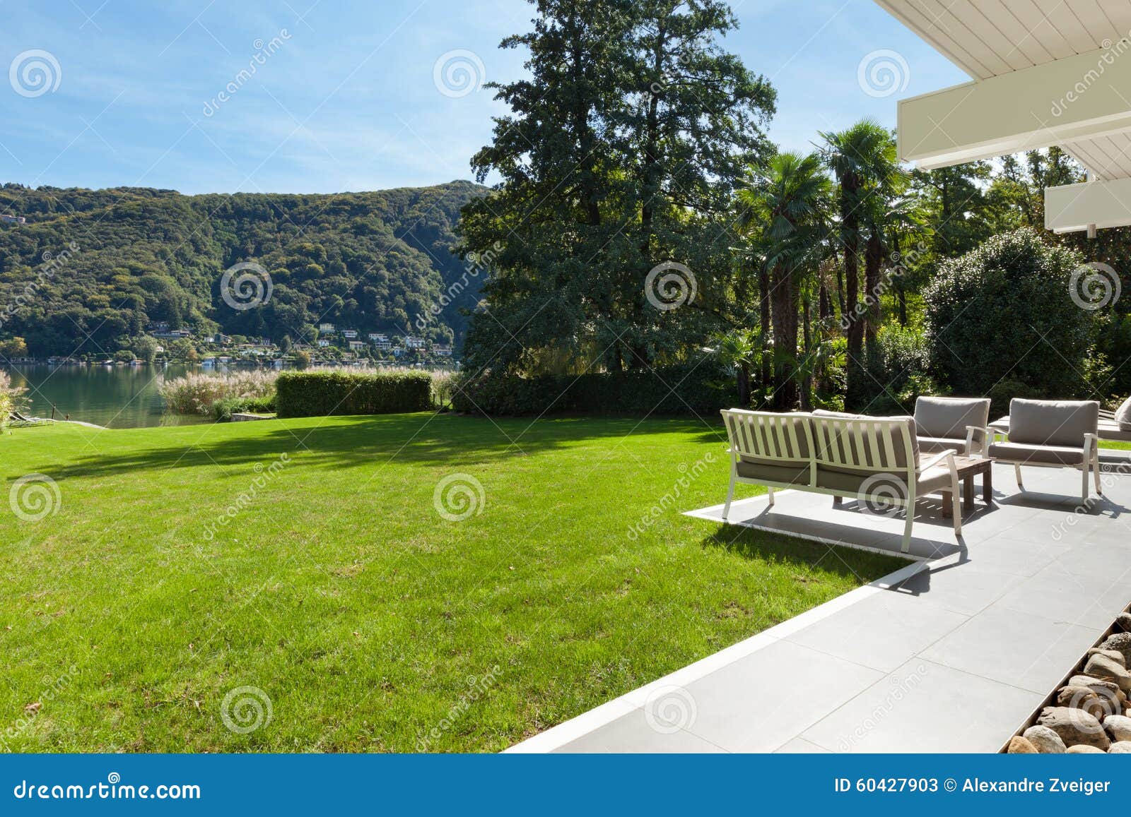 Modern House, Beautiful Veranda Stock Image - Image of green, park ...