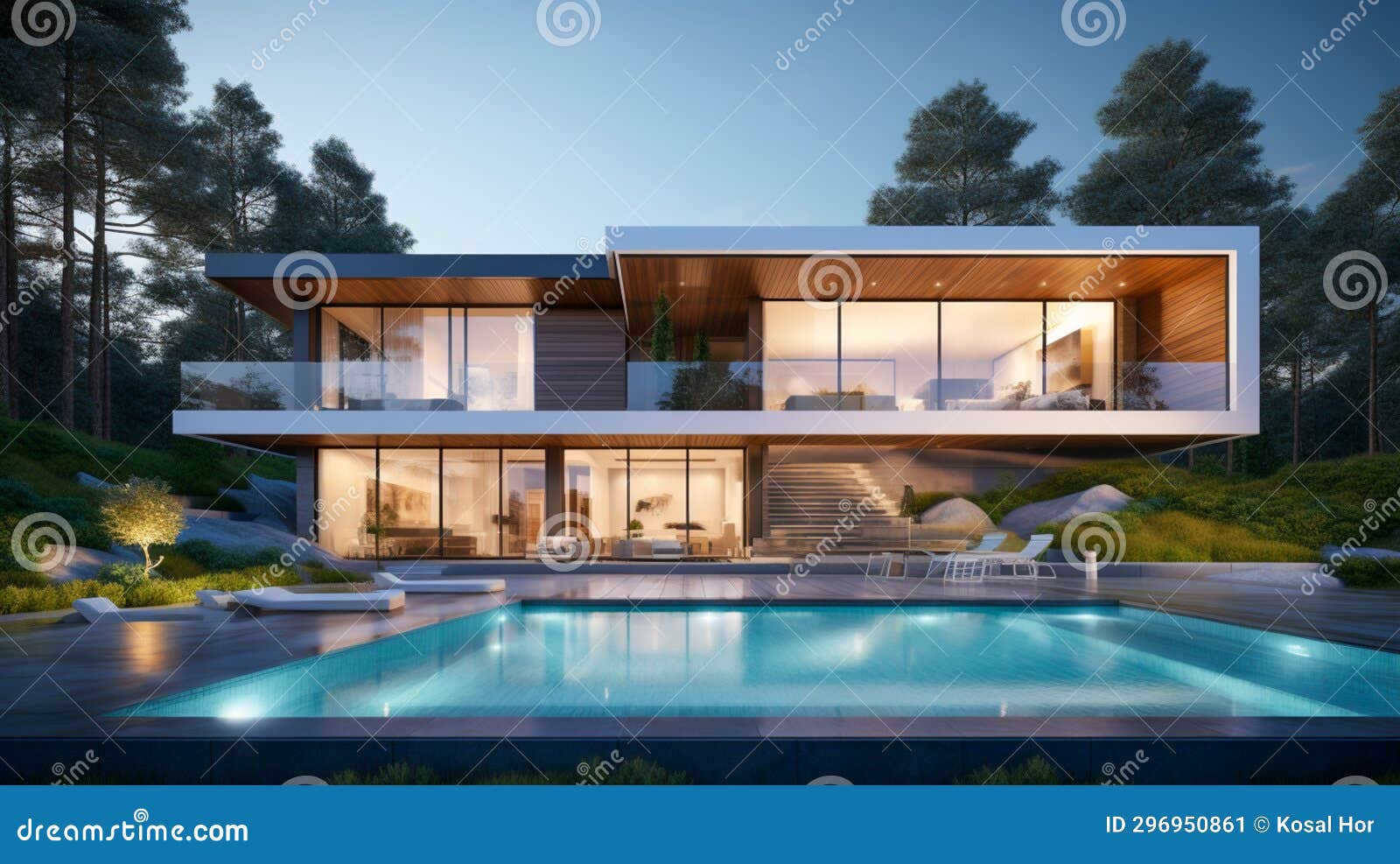 Modern House with a Beautiful View of the Mountains. Stock Image ...
