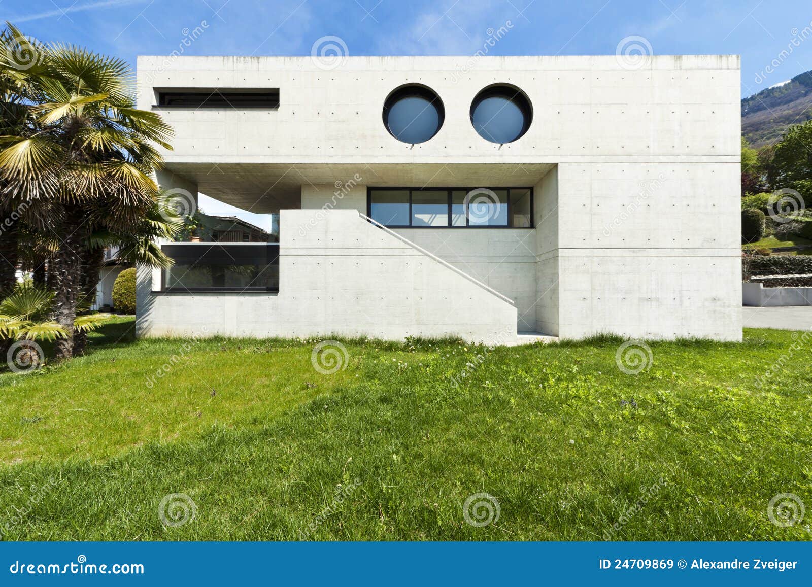 Modern House in Cement, Front Stock Image - Image of gray, lifestyle ...
