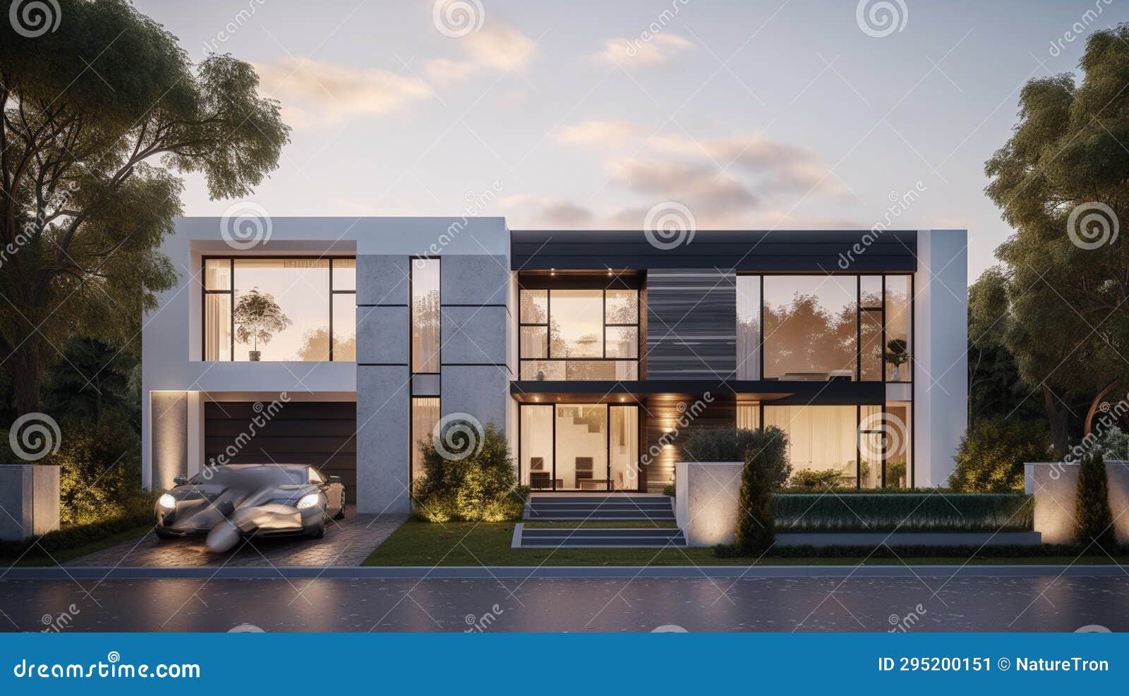 Modern House in the Park Modern House in the Morning Modern House in ...