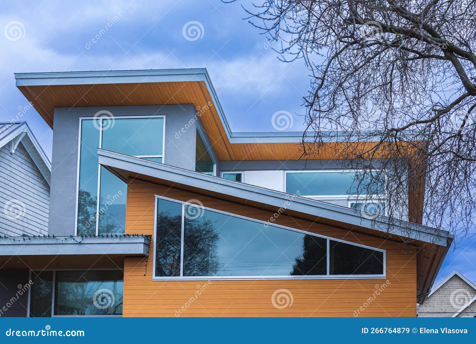 Modern House, Contemporary Architecture House, Front Side. New ...