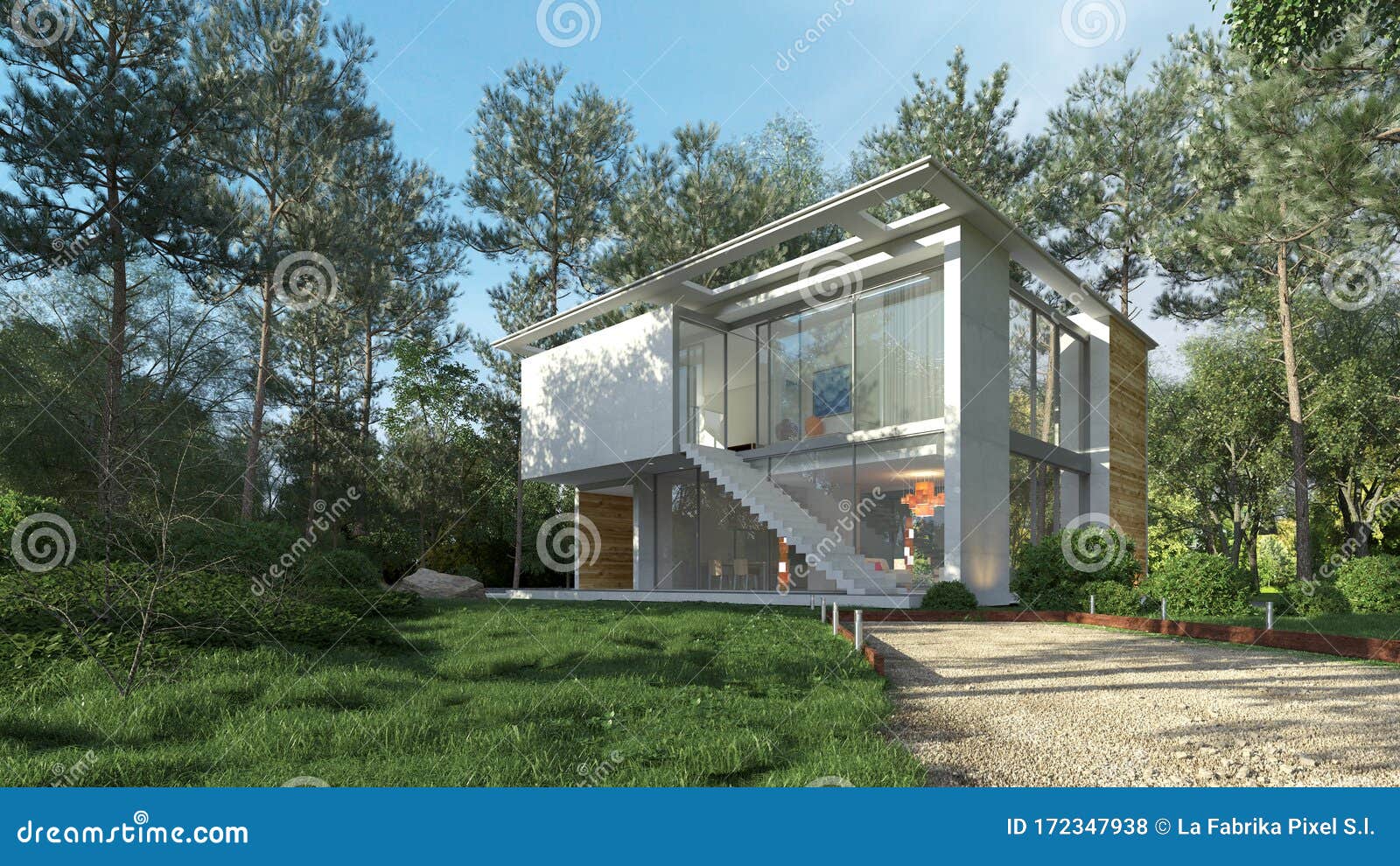 Modern House in the Countryside Stock Illustration - Illustration of ...