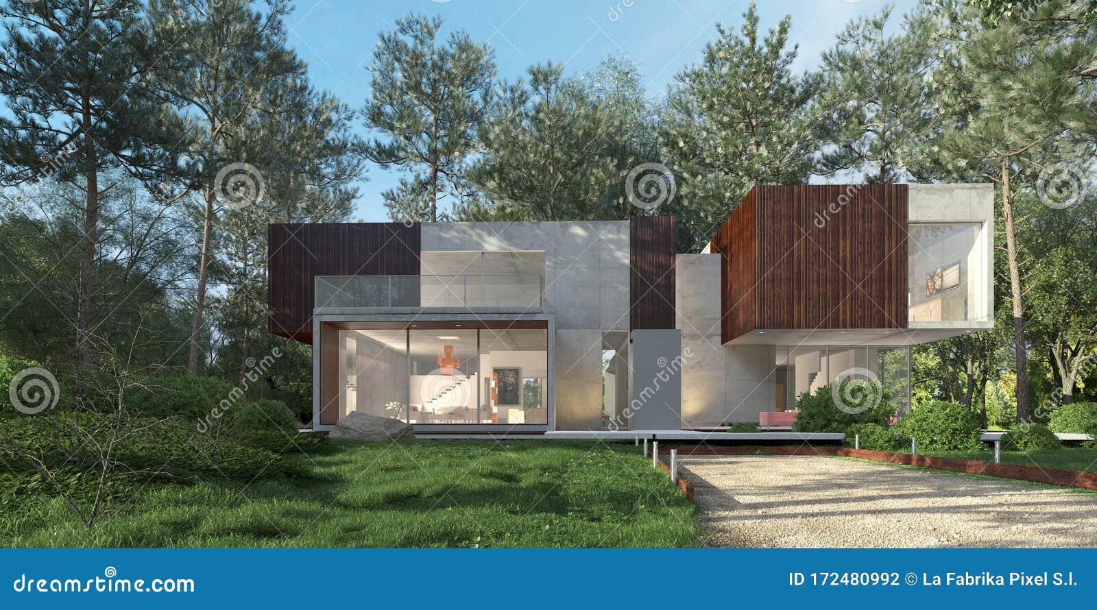 Modern House in the Countryside Stock Illustration - Illustration of ...