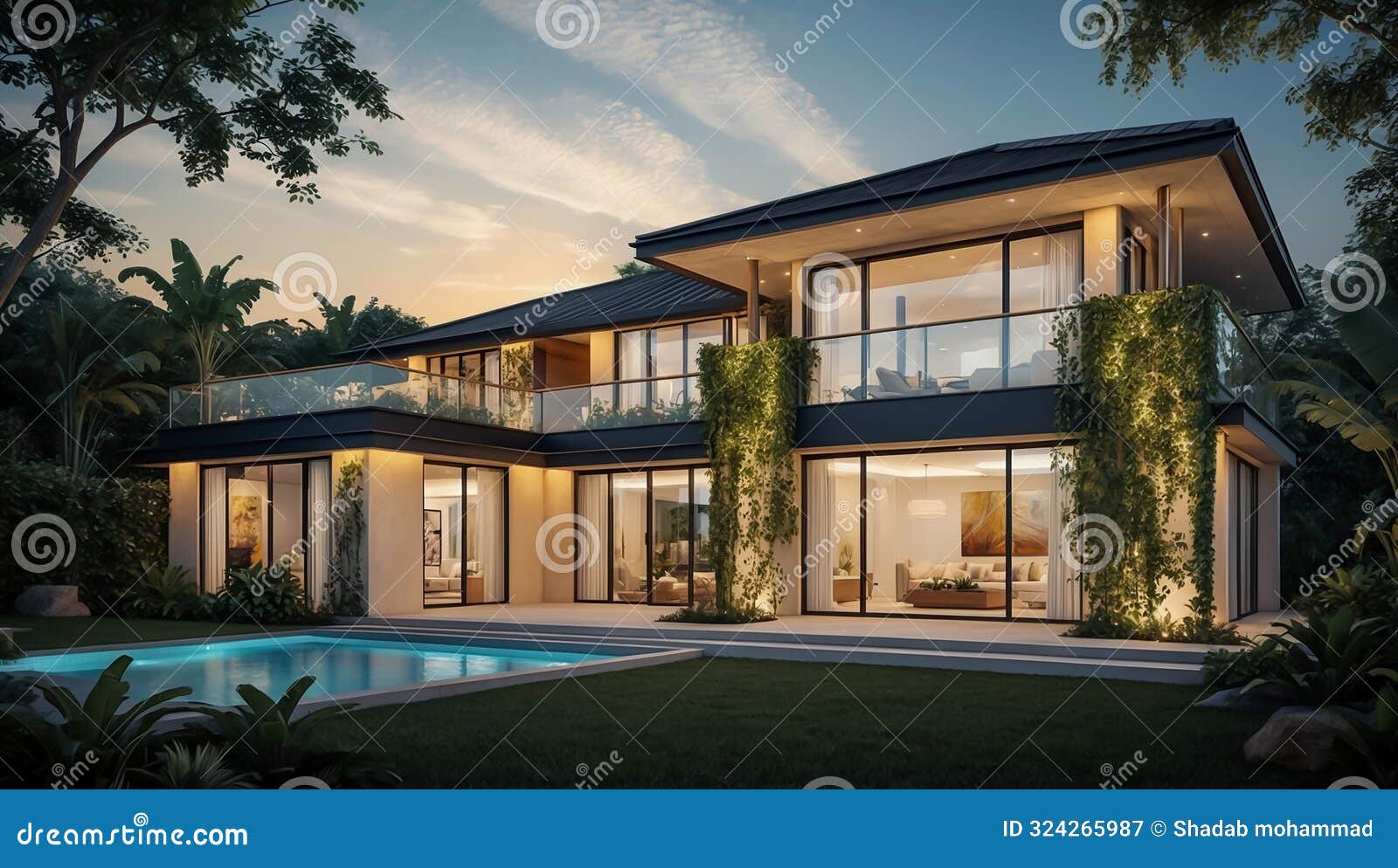 Modern House Design Exterior Architectural Visualization Stock Image ...