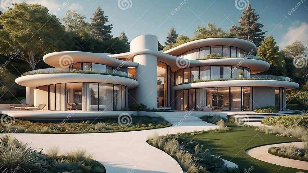 Modern House Design Exterior Architectural Visualization Stock Image ...