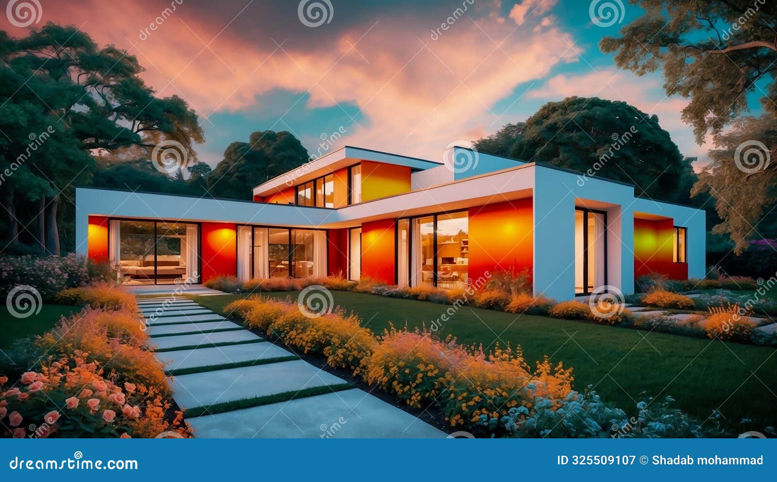Modern House Design Exterior Architectural Visualization Stock Image ...