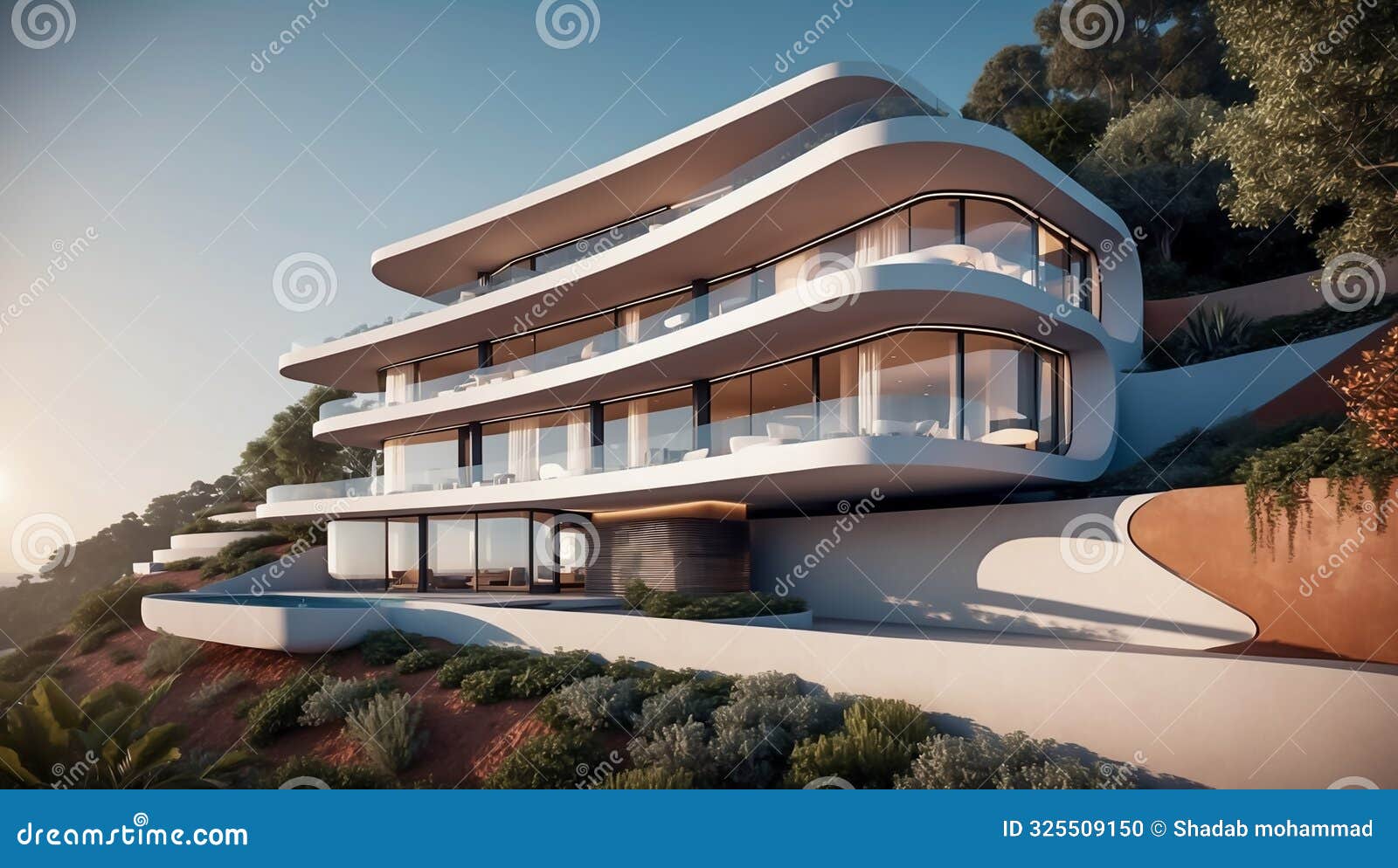 Modern House Design Exterior Architectural Visualization Stock Photo ...