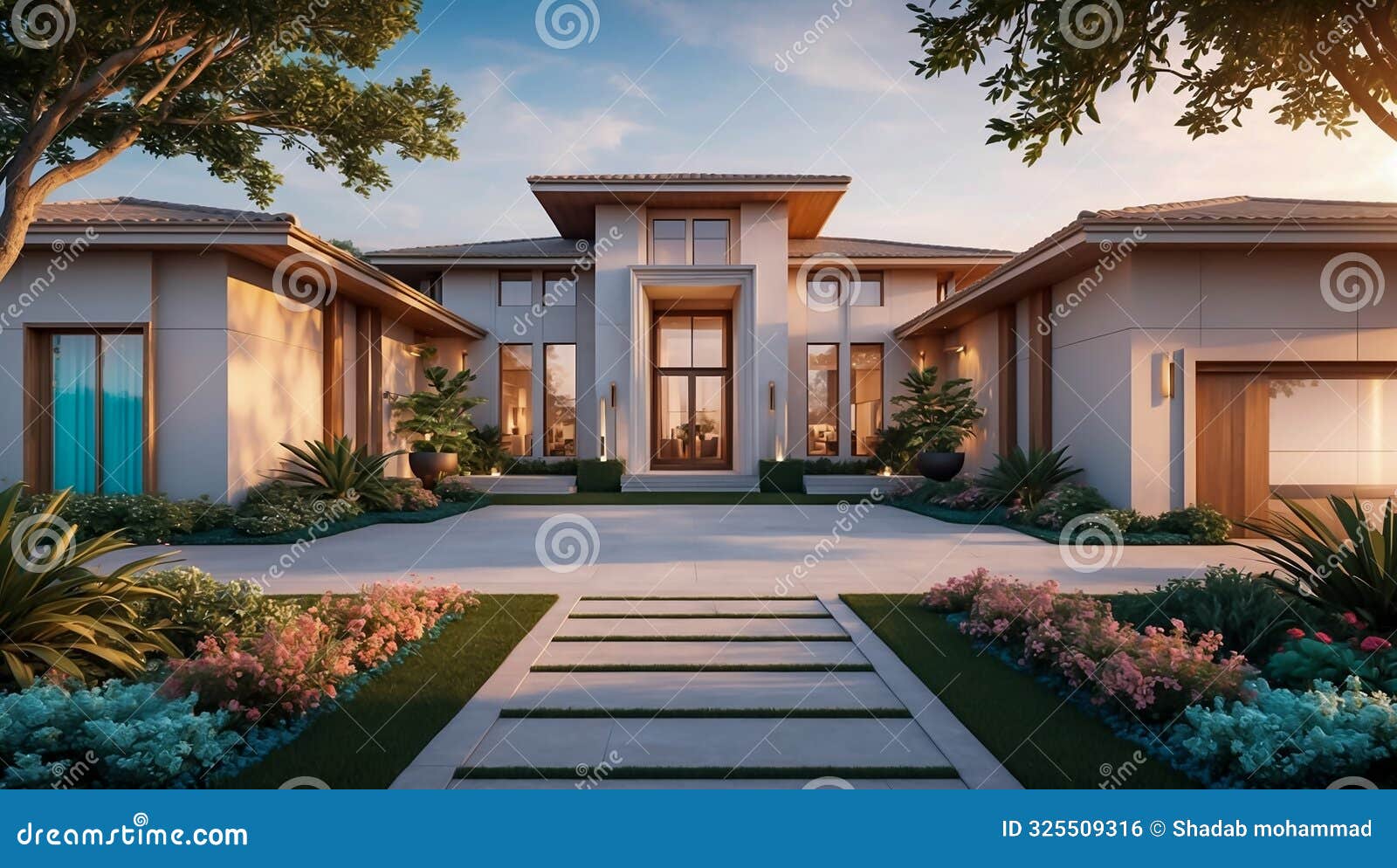 Modern House Design Exterior Architectural Visualization Stock Photo ...