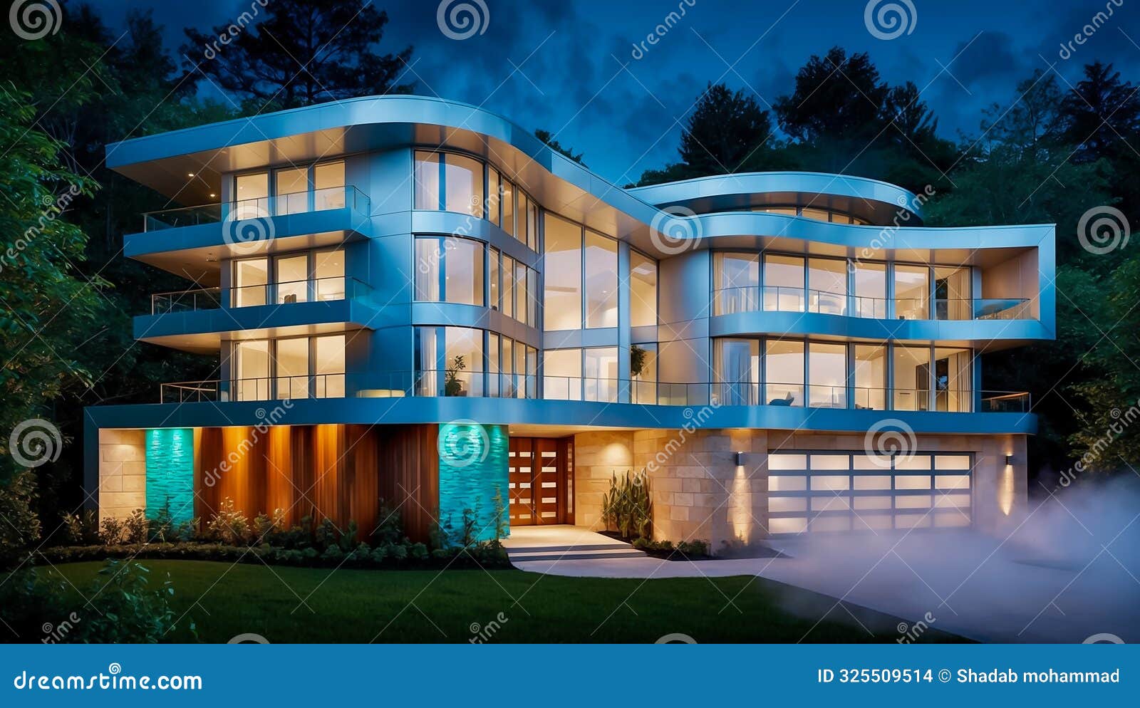 Modern House Design Exterior Architectural Visualization Stock Photo ...