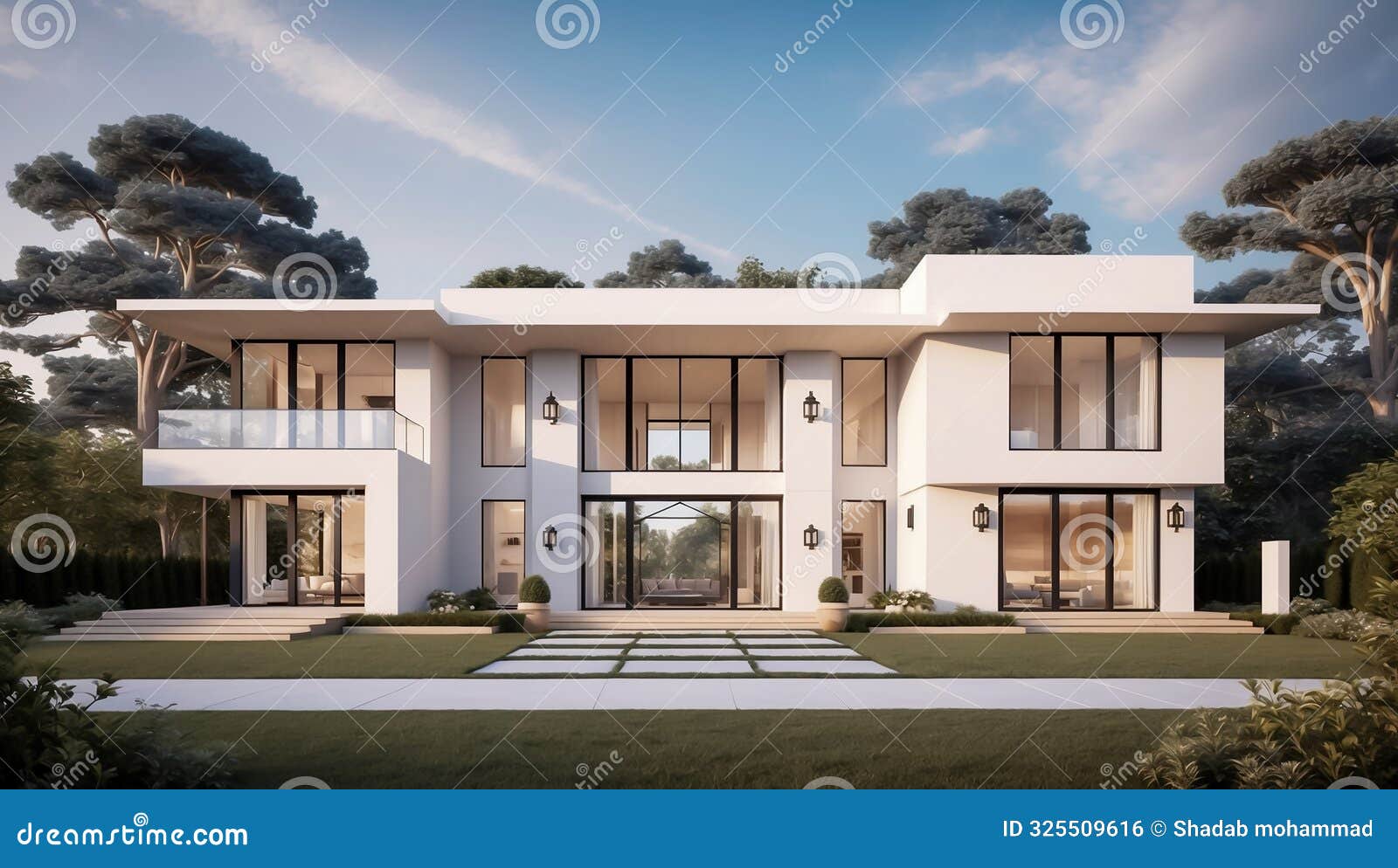 Modern House Design Exterior Architectural Visualization Stock Photo ...