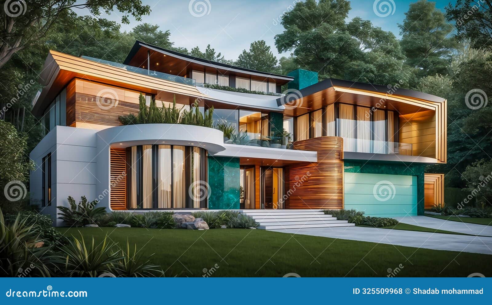 Modern House Design Exterior Architectural Visualization Stock Photo ...