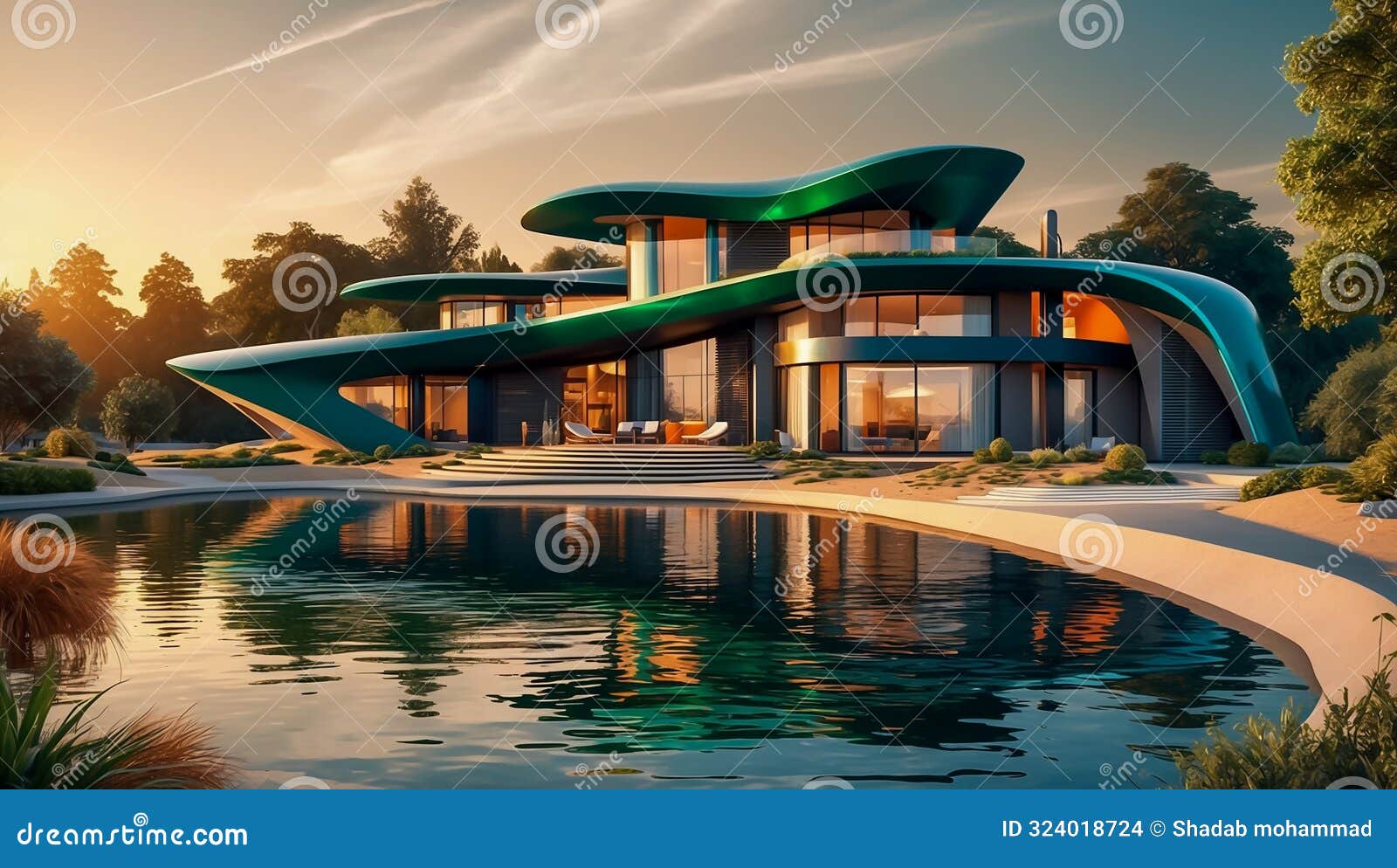 Modern House Design Exterior Architectural Visualization Stock Photo ...