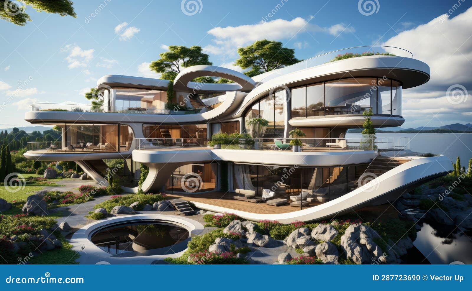 Modern House Design in Futuristic Theme. Generative AI. Stock ...
