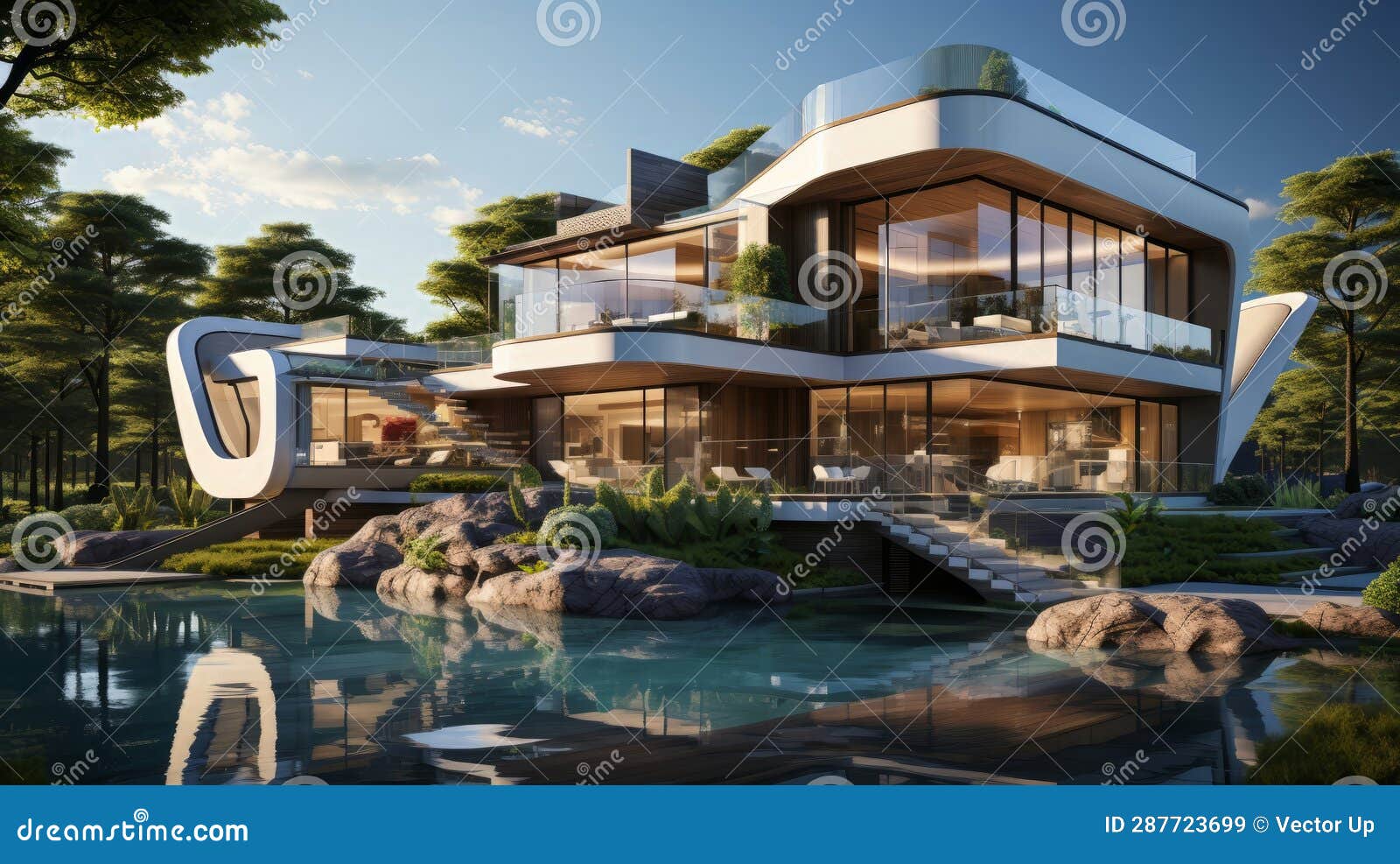 Modern House Design in Futuristic Theme. Generative AI. Stock ...