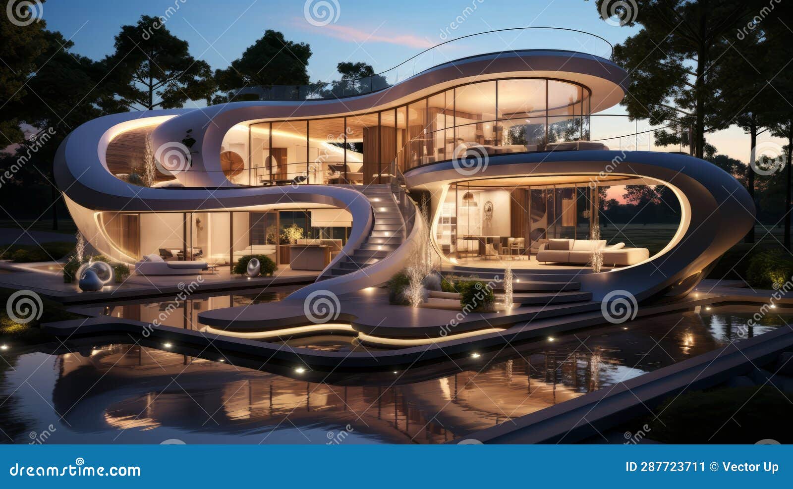 Modern House Design in Futuristic Theme. Generative AI. Stock ...