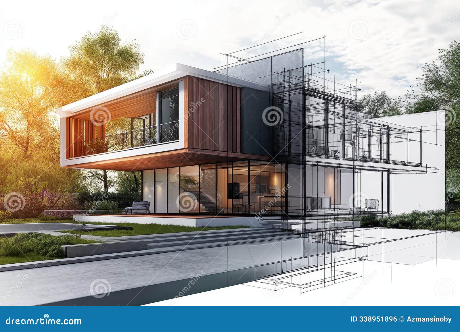 A Modern House Design Merging Rendered and Sketched Elements for ...