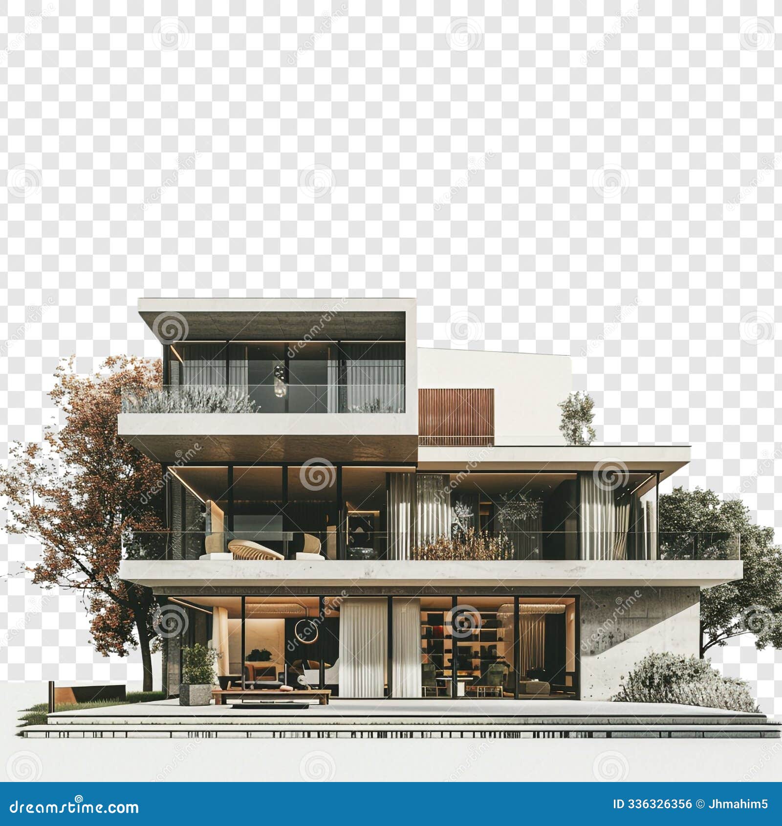 Modern House Design with Open Spaces Stock Illustration - Illustration ...