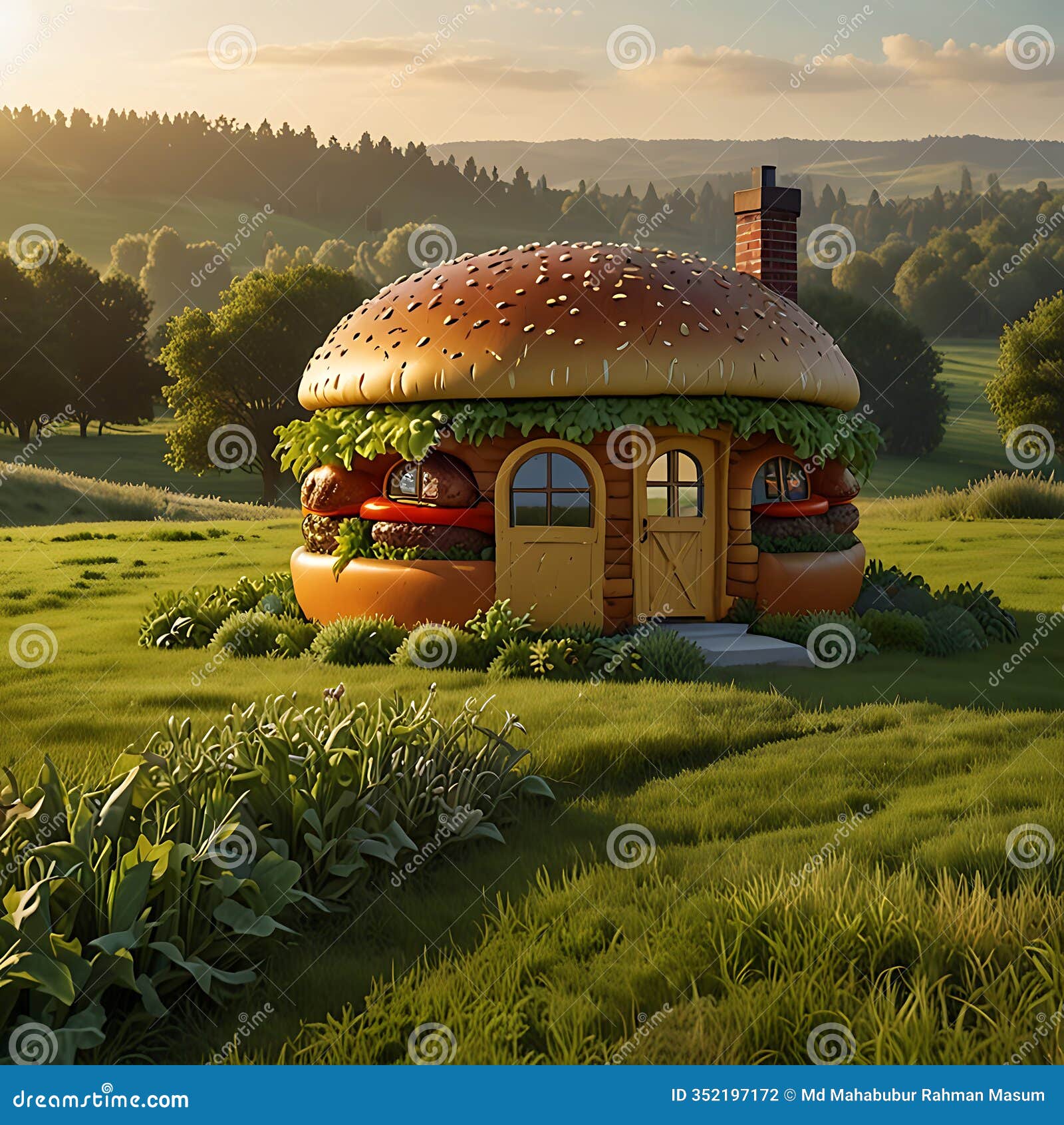 A Modern House Design in the Style of a Burger Stock Photo - Image of ...