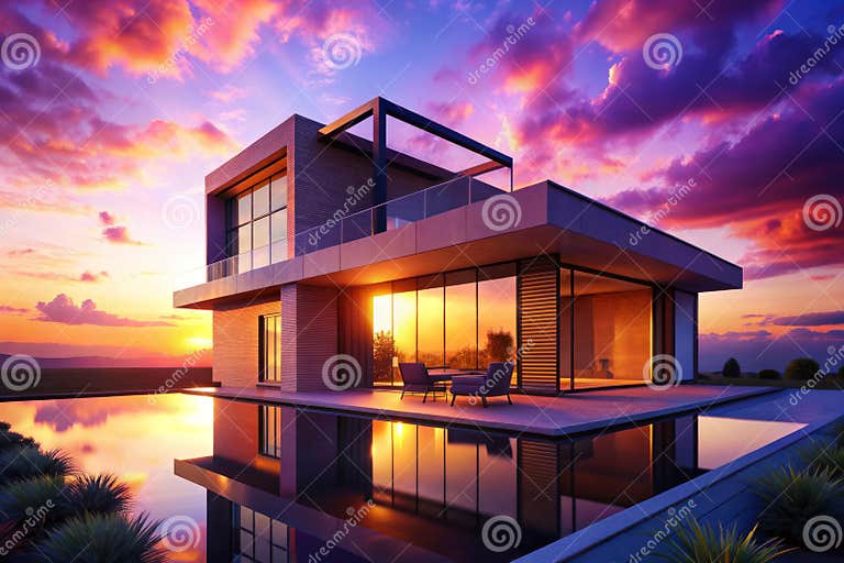 Modern House Design Visualization Stunning Silhouette Rendering Using ...