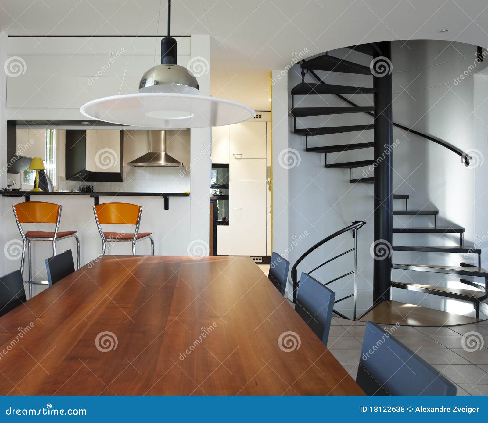 Modern house, dining-room stock photo. Image of space - 18122638