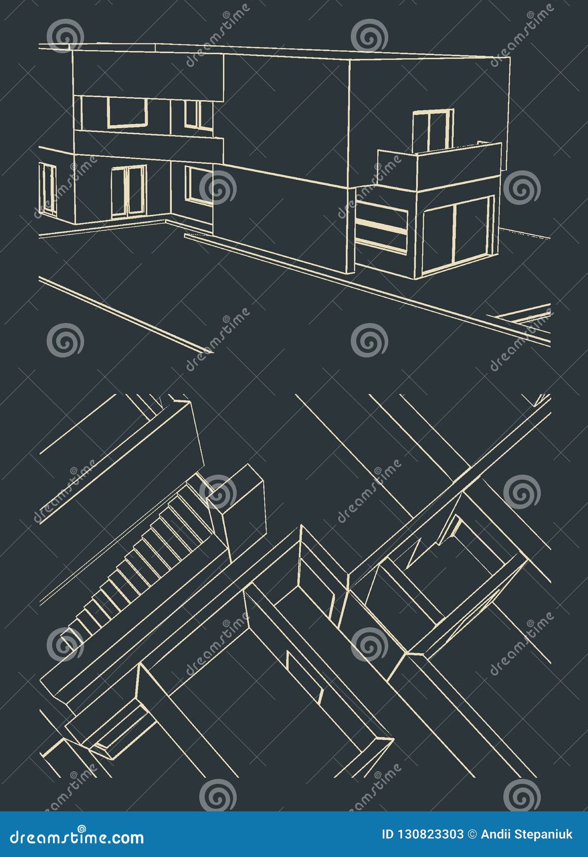 Modern house drawings stock vector. Illustration of background - 130823303