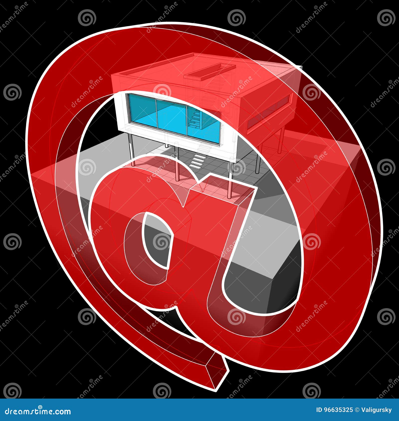 Modern House and Email Sign Stock Vector - Illustration of flat, email ...