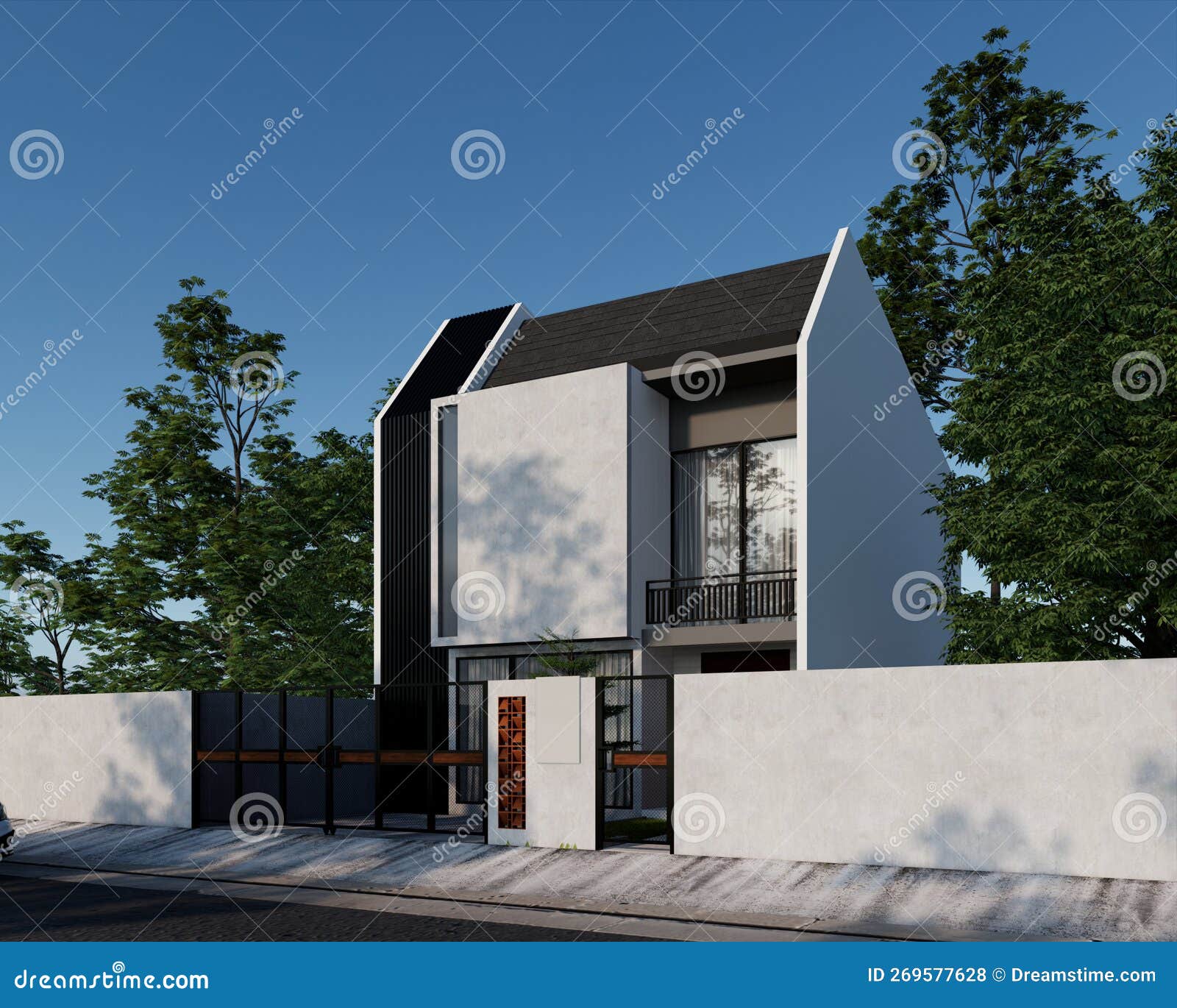 Modern house rendering stock photo. Image of facade - 269577628