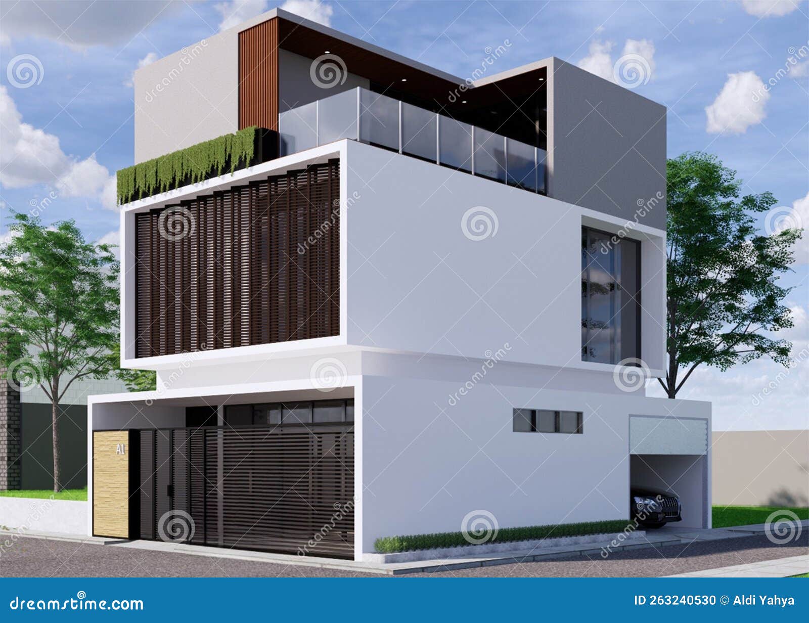 Modern House Exterior Design, 3D Rendering Stock Illustration - Illustration of modern, property ...