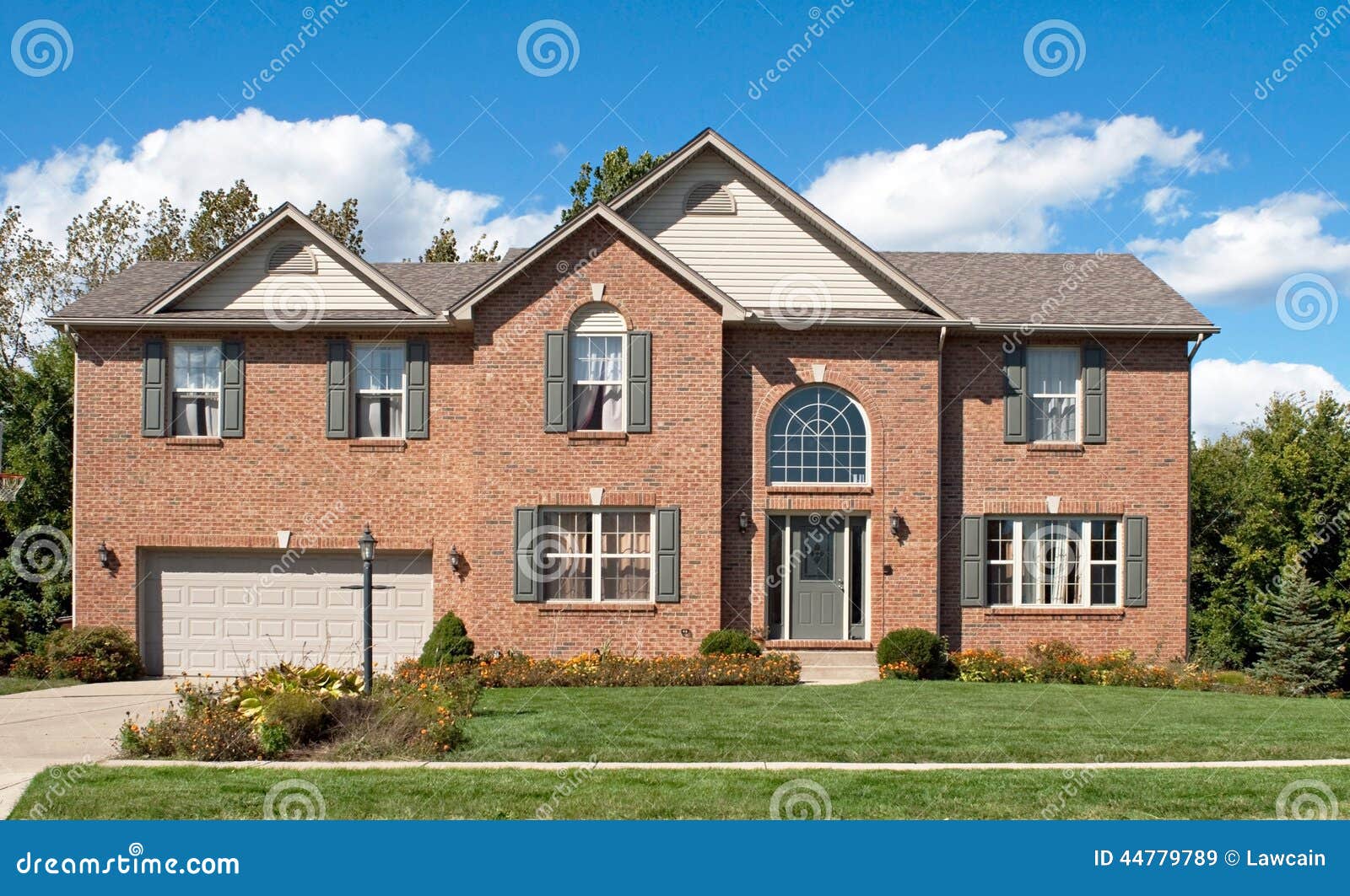 Modern House in Fall stock image. Image of american, garage - 44779789