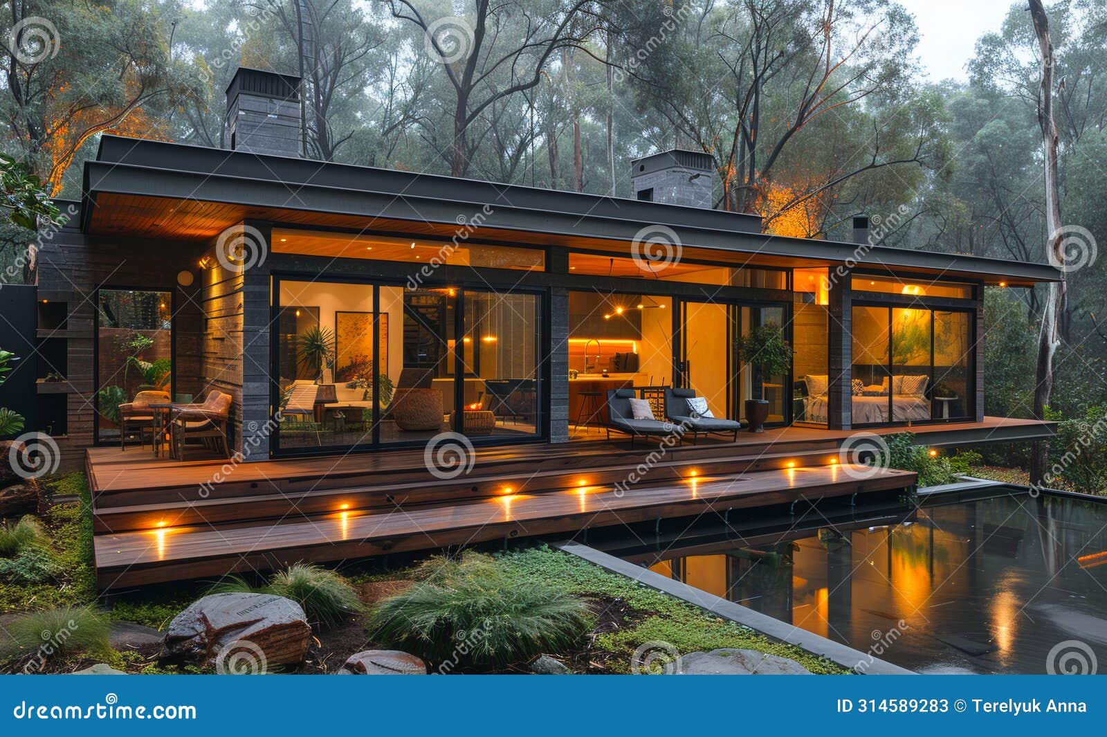 Modern House in the Forest with Pool. Modern Self Sufficient House ...