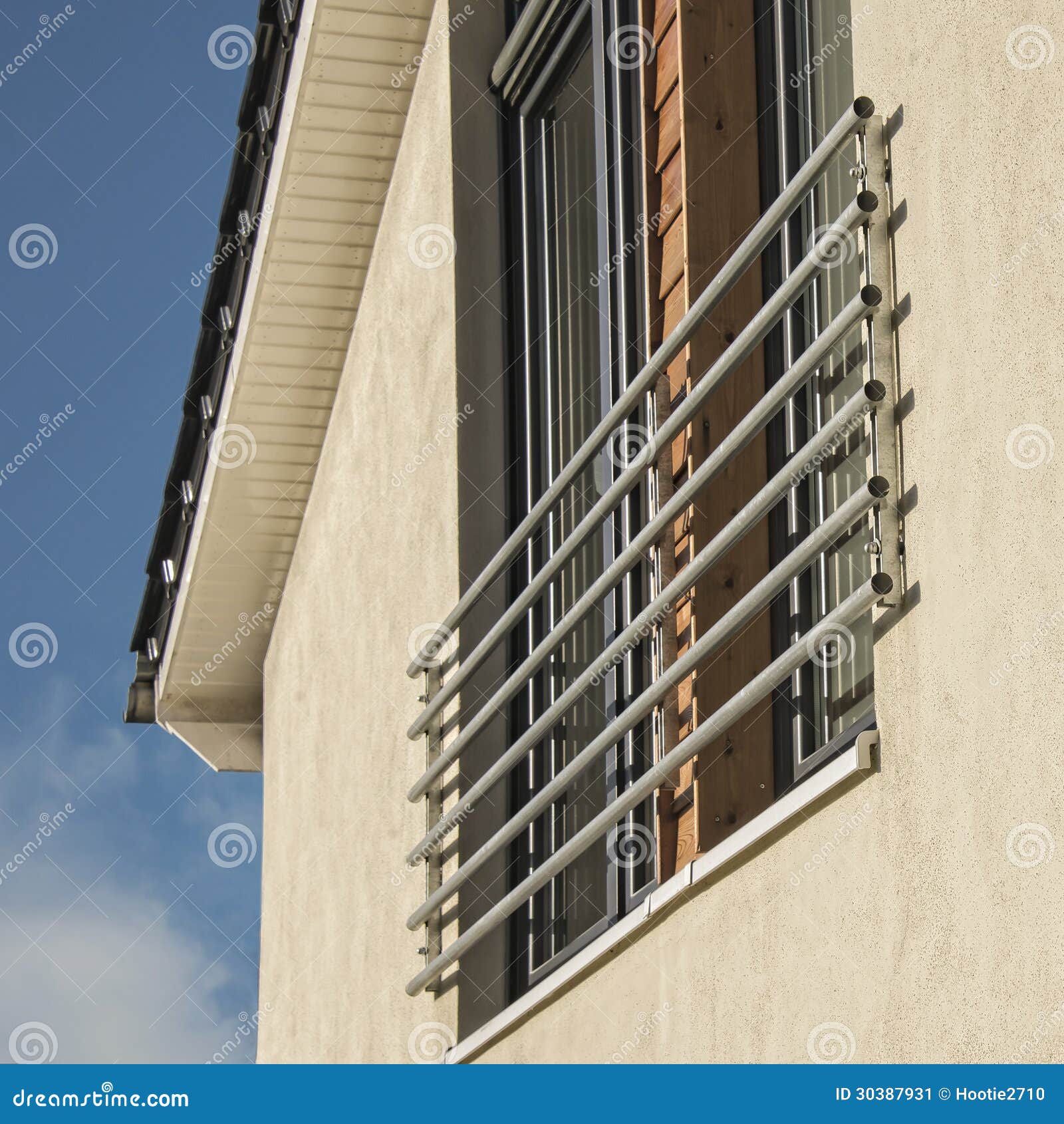 Modern House Front with Windows and Balcony Square Stock Image - Image ...