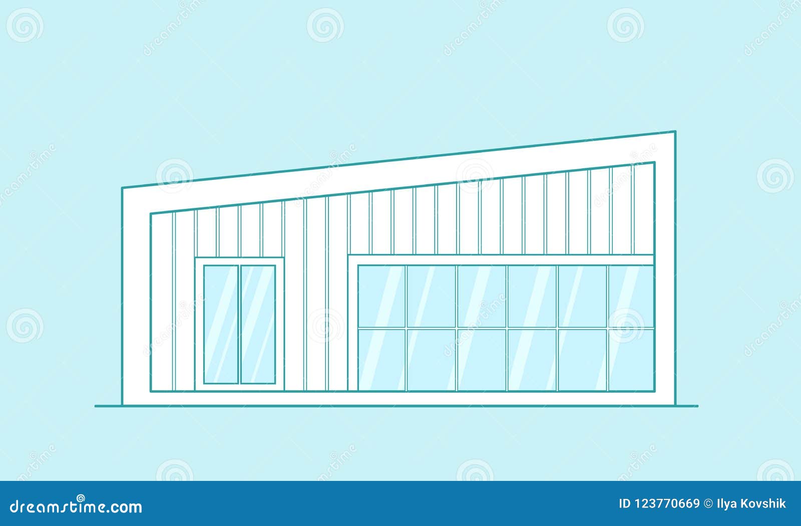 Modern House. Line Art Style Vector Illustration. Stock Vector ...