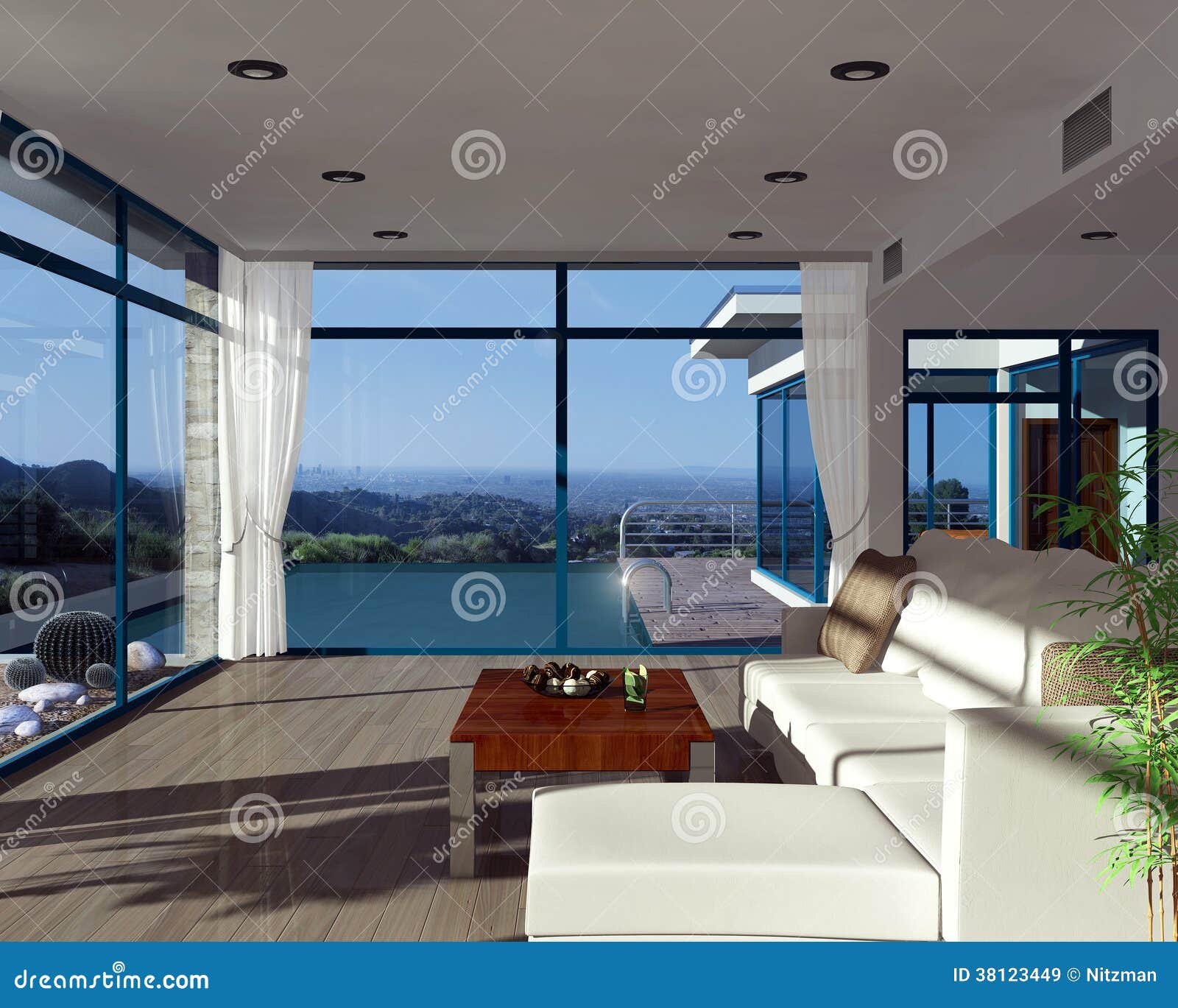 Modern House Interior with Beautiful View Stock Illustration ...