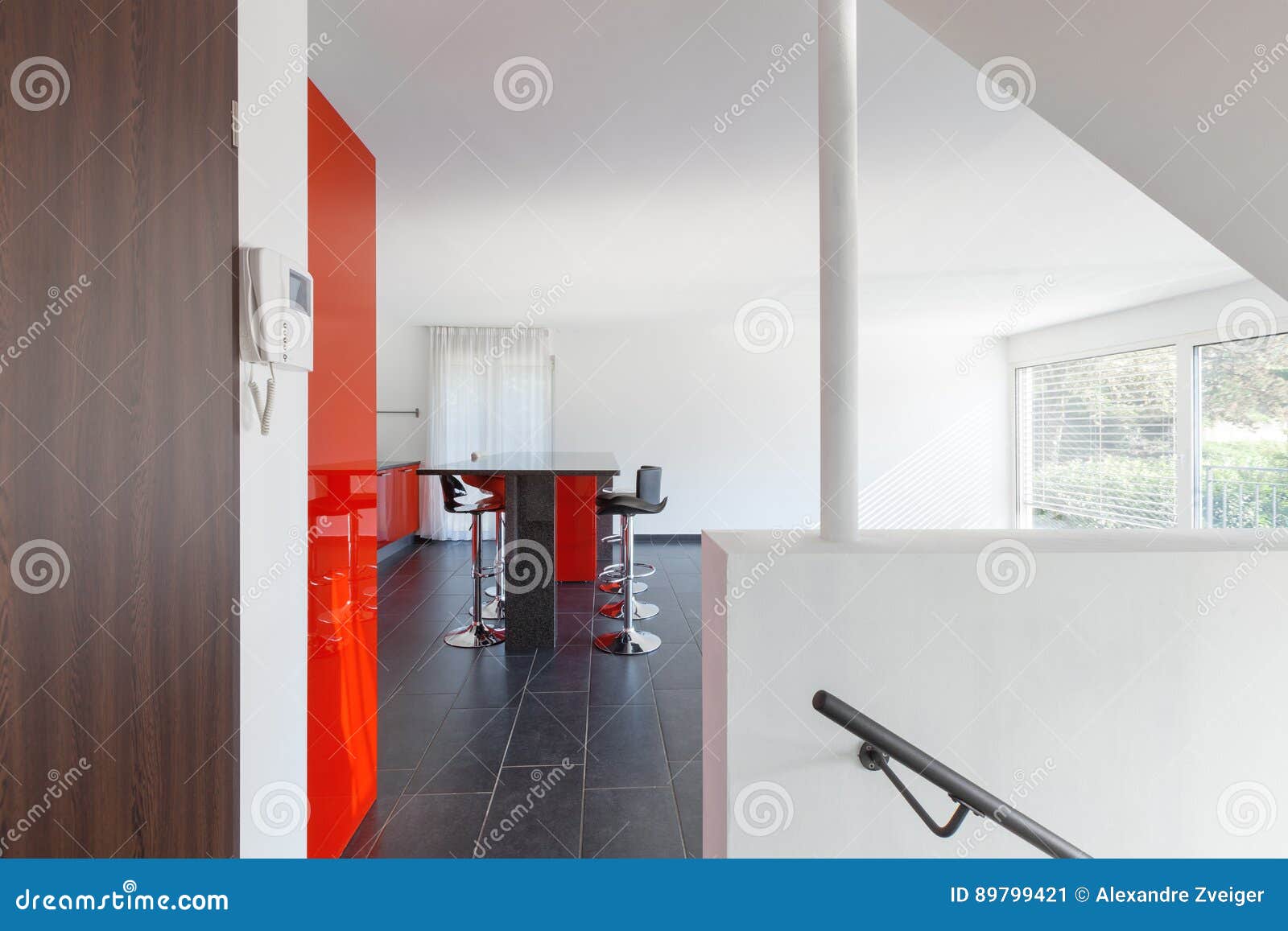 Modern House Interior Empty Kitchen, Dining Room Stock Image - Image of ...