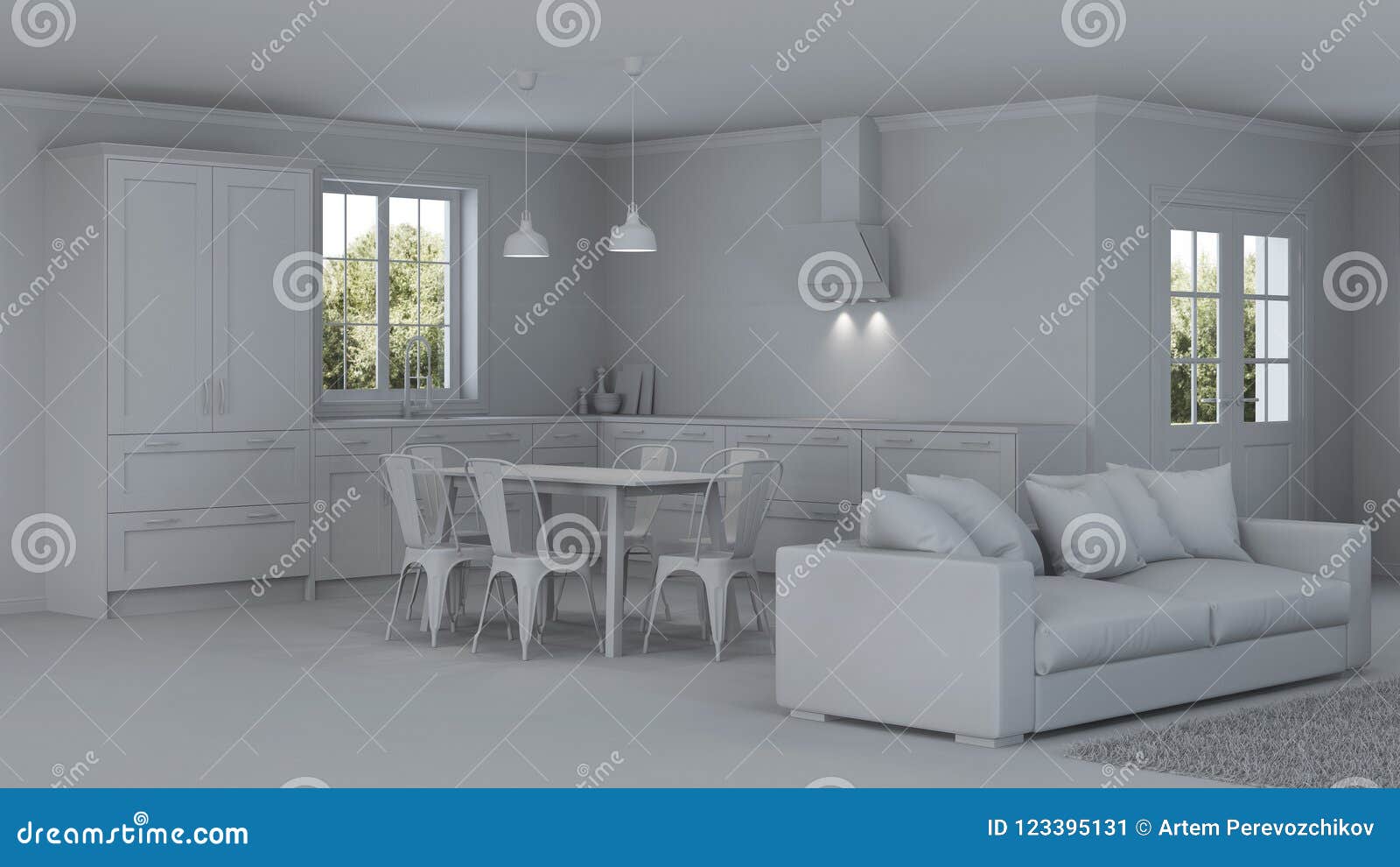 Modern House Interior. Repairs. Gray Interior Stock Illustration ...