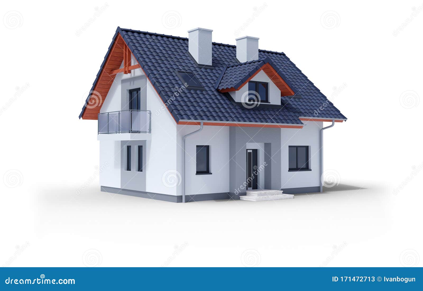 Modern House Isolated on White with Clipping Path. Render 3d Stock ...