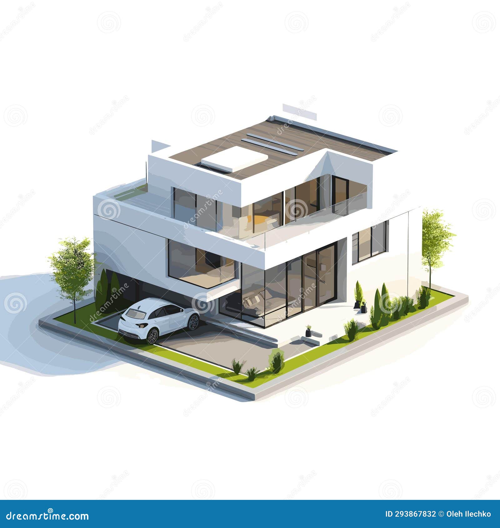 Modern House Isometric Vector Flat Minimalistic Isolated Illustration ...