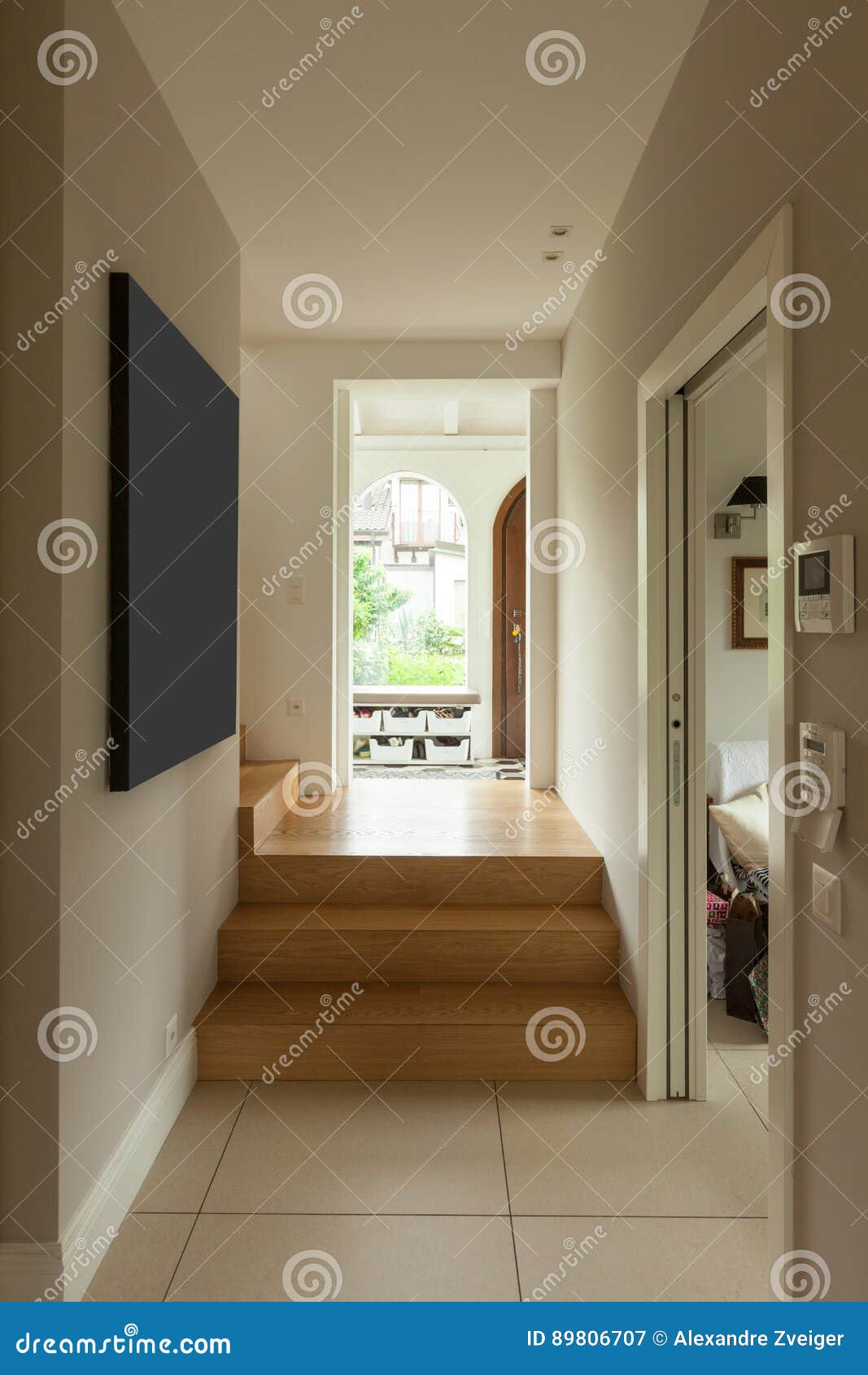 Modern House, Modern Corridor Stock Image - Image of inside, steps ...