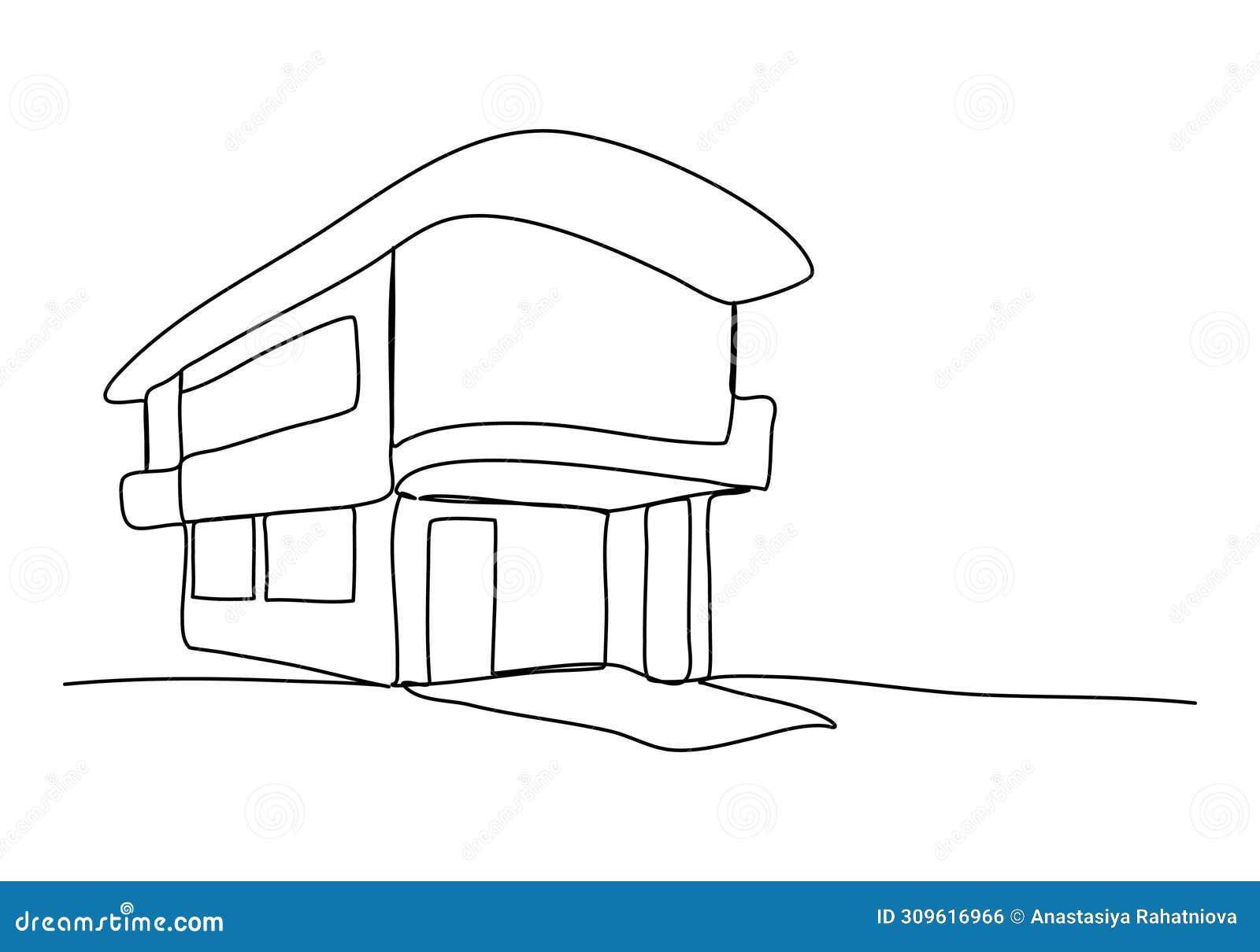 Modern House, One Line Drawing Vector Illustration Stock Vector ...