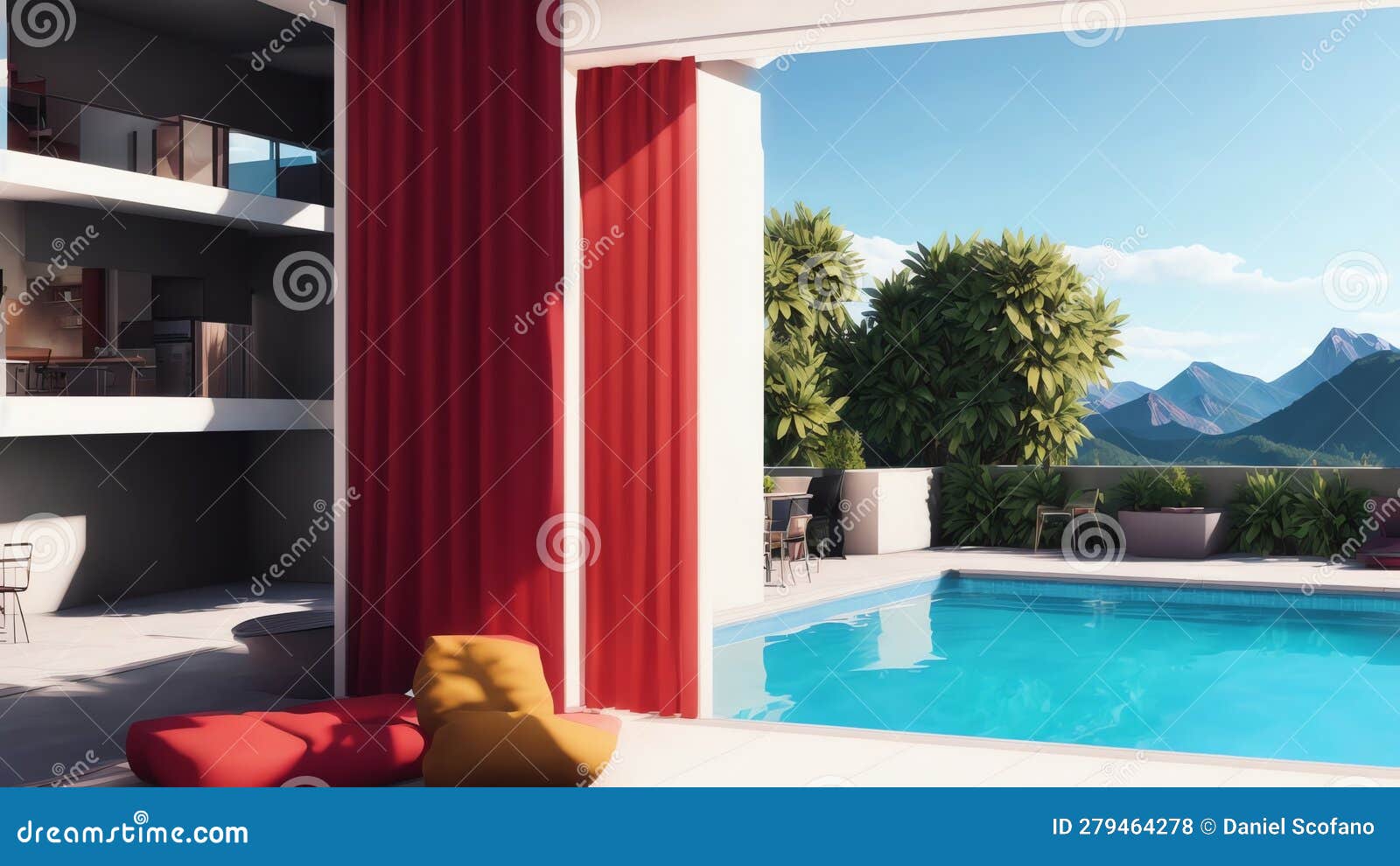 Modern House with an Open Terrace and Swimming Pool Features an ...