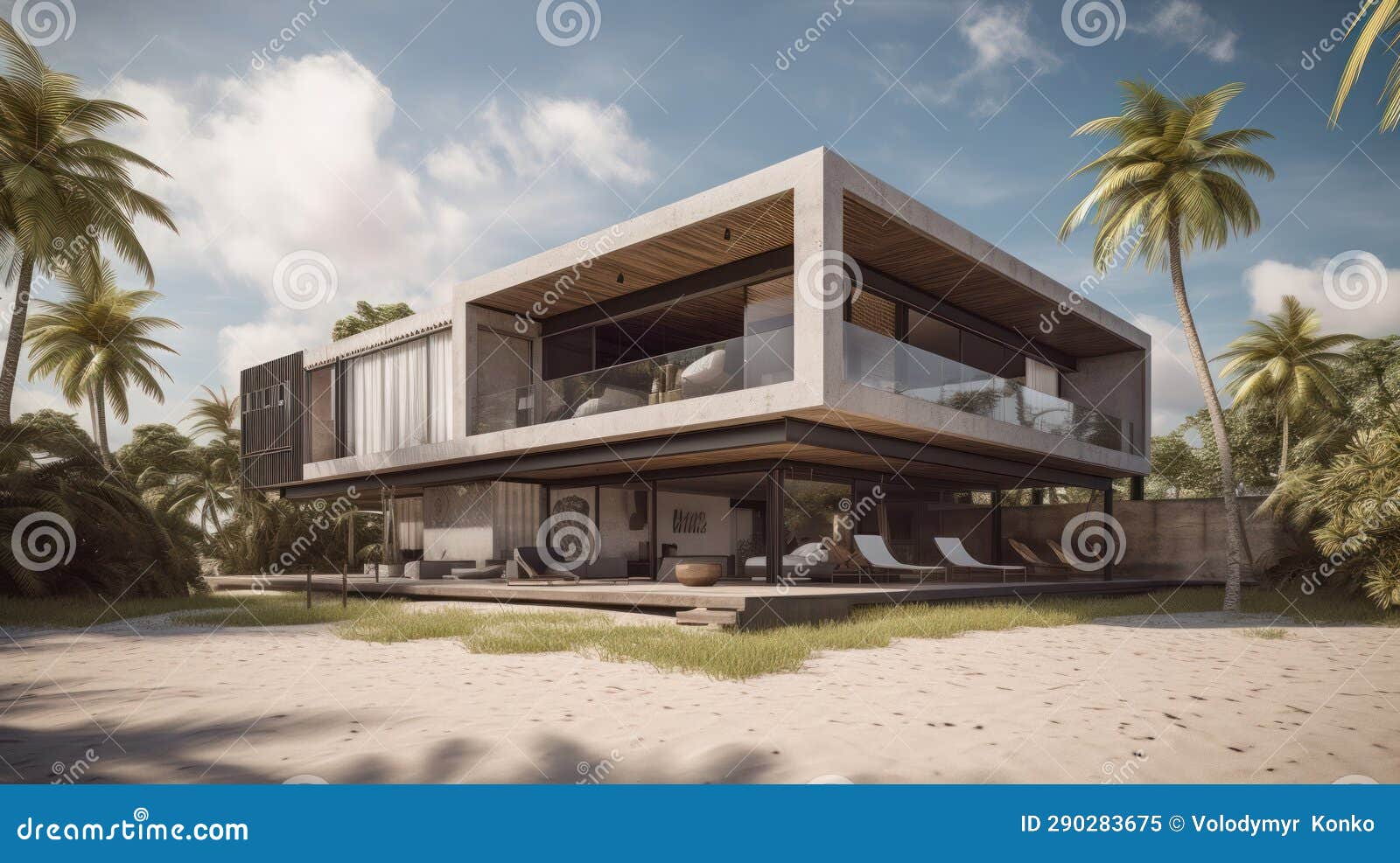 Modern House with Panoramic Windows on the Beach. Modern Beach House ...