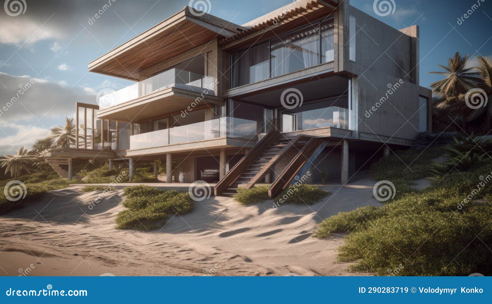Modern House with Panoramic Windows on the Beach. Modern Beach House ...
